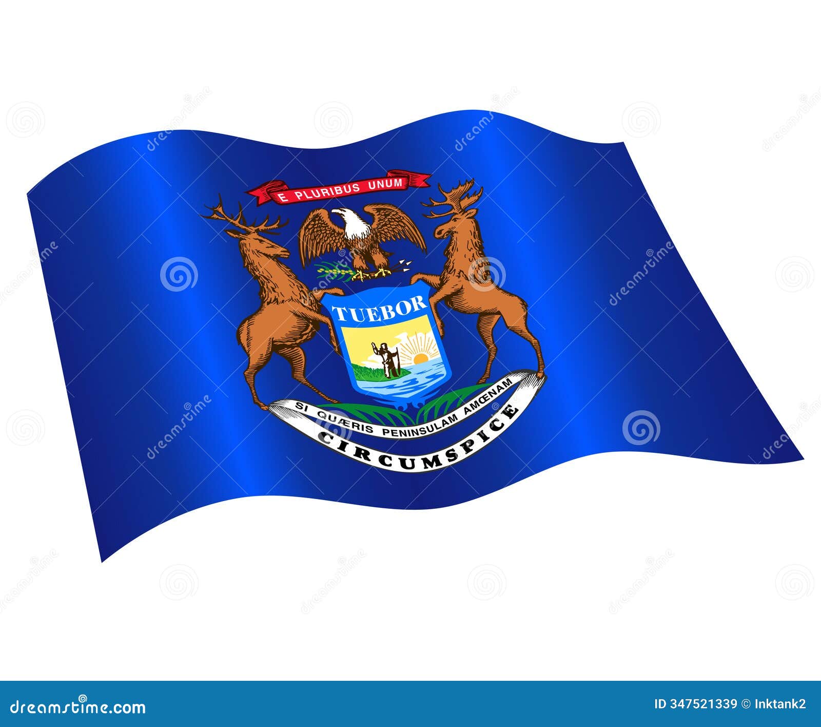 Michigan Flag Flying Waving Stock Vector - Illustration of waving ...