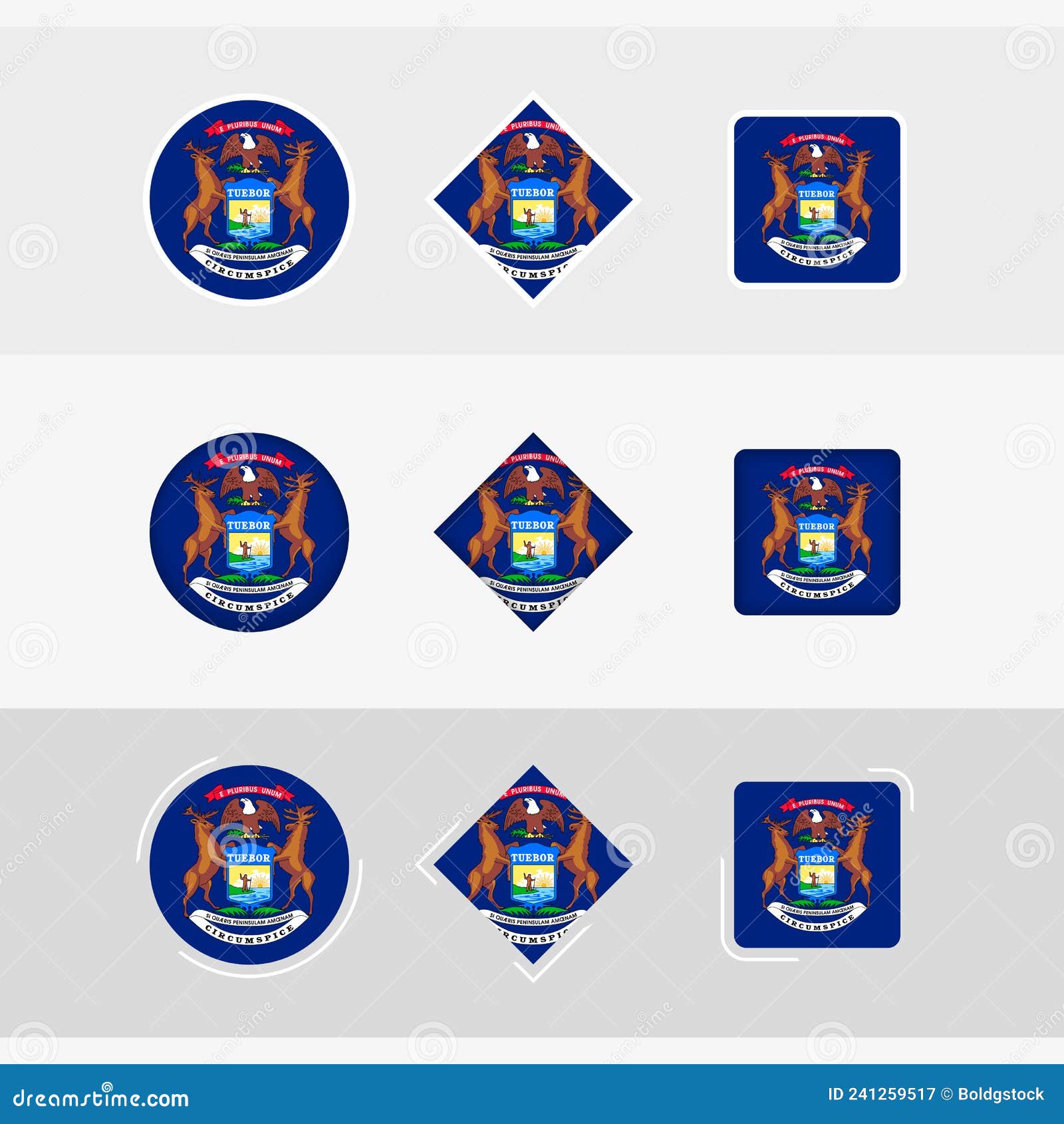 Michigan Flag Icons Set, Vector Flag of Michigan Stock Vector ...