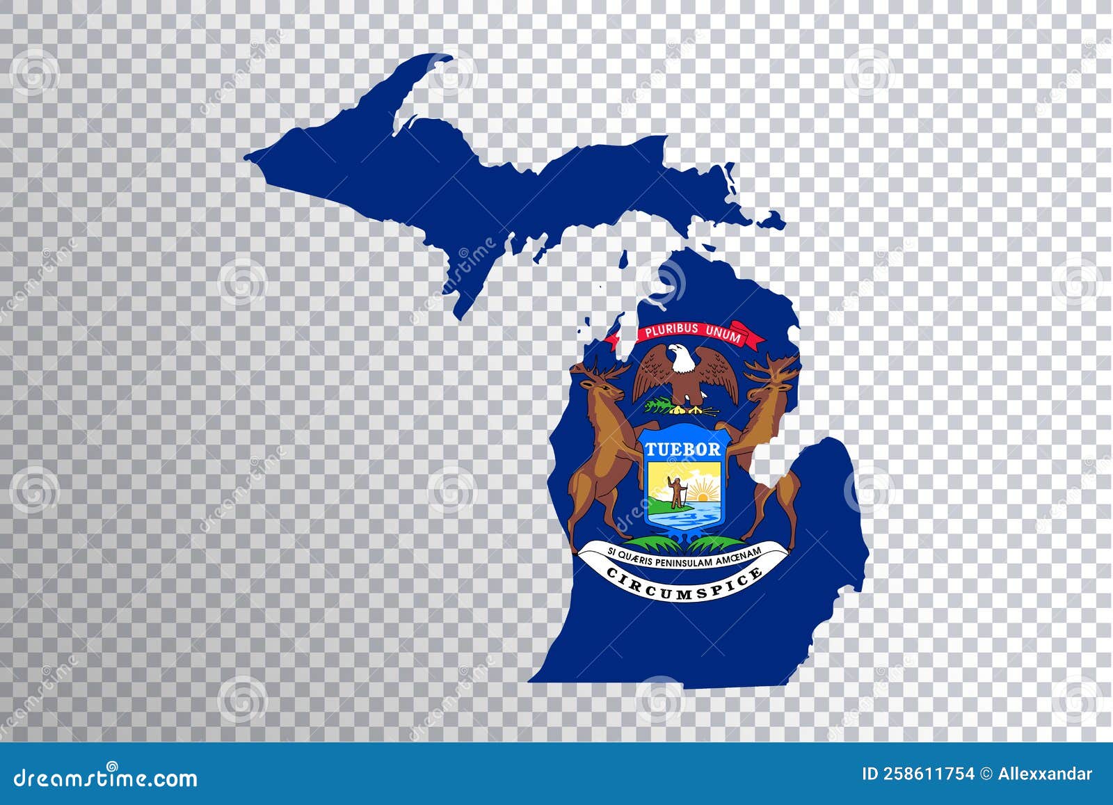 Michigan Flag on Map, Transparent Background Stock Illustration ...
