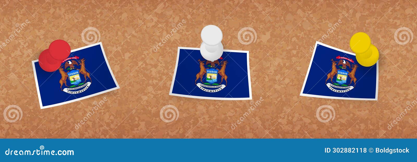 Michigan Flag Isolated On White Background. 3d Illustration Royalty ...