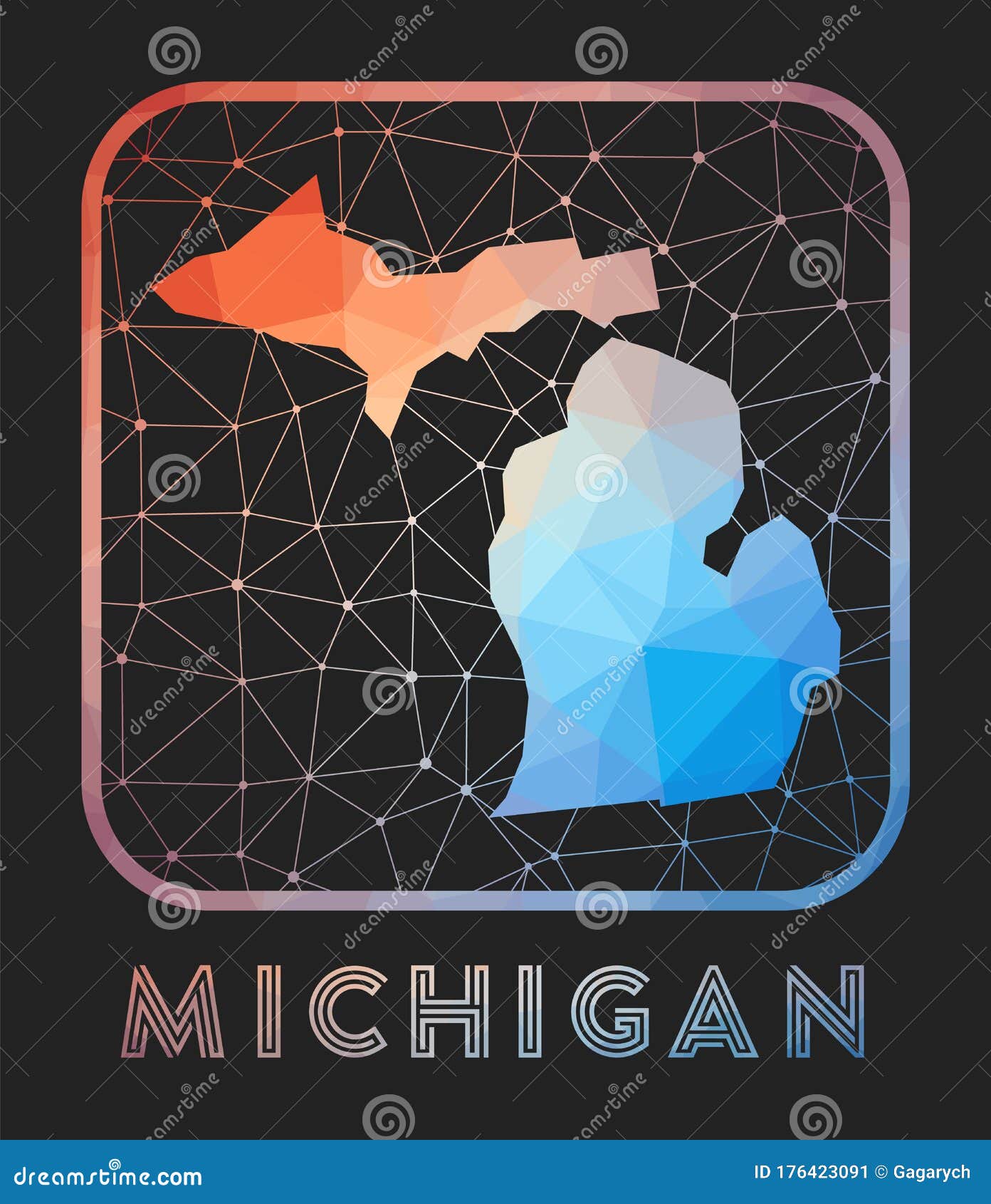 Michigan map design. stock vector. Illustration of polygon - 176423091