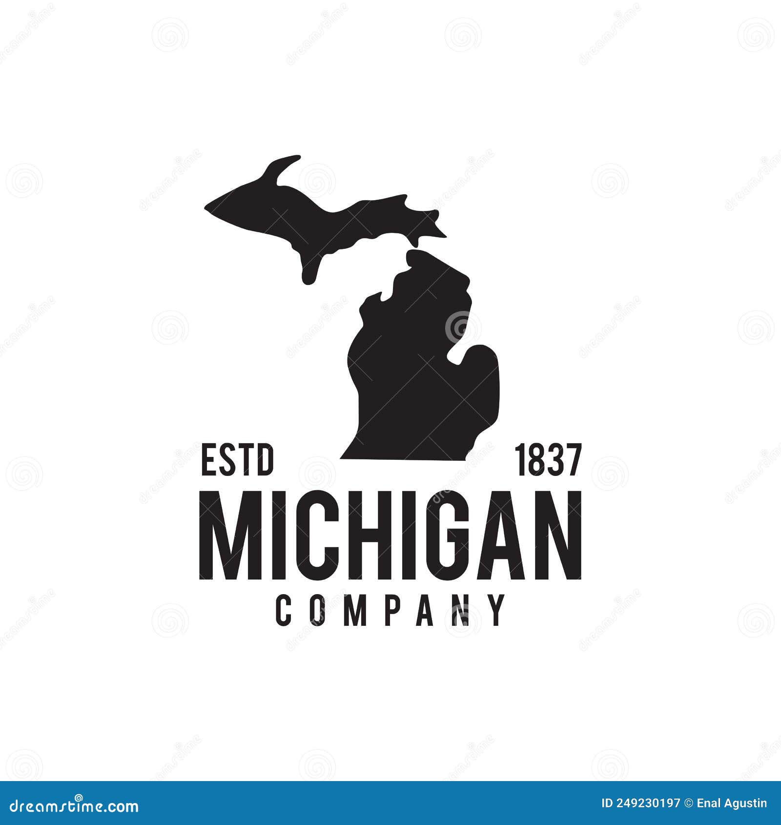 Michigan Map Outline Map Logo Design Stock Vector - Illustration of ...