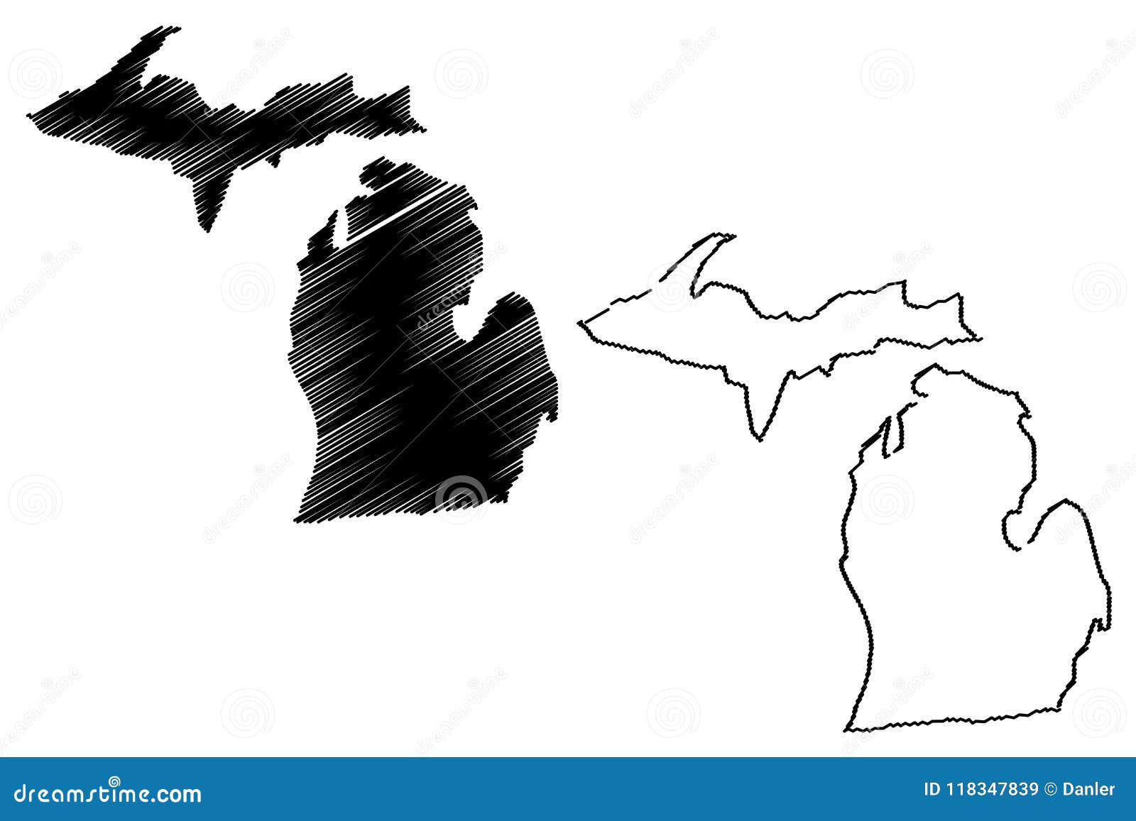 Michigan map vector stock vector. Illustration of delineation - 118347839