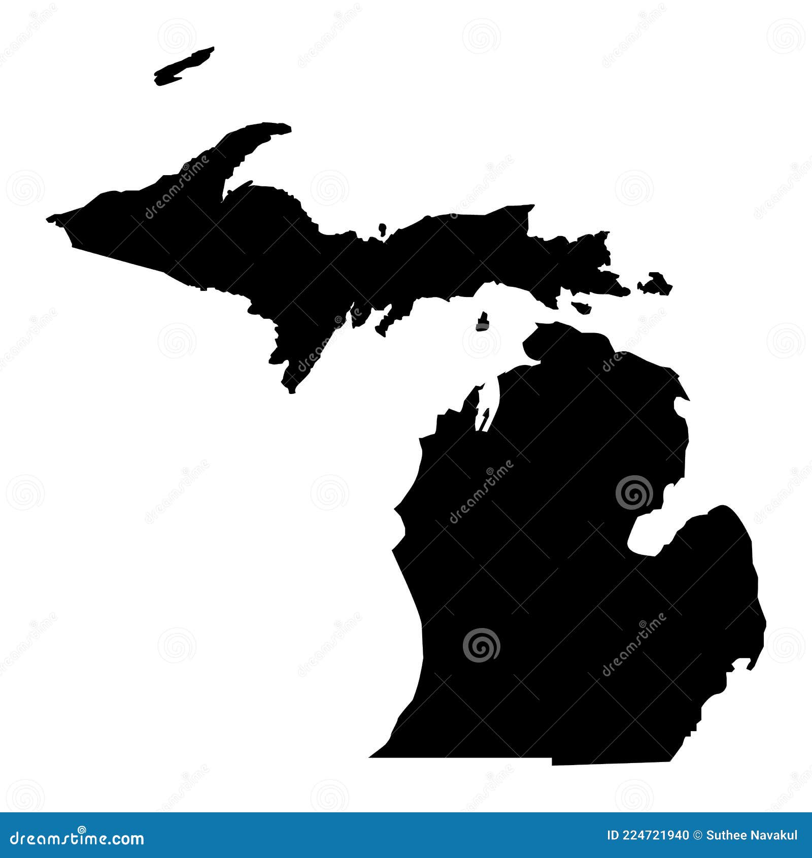Michigan Map on White Background. Michigan Black State Sign. Michigan ...