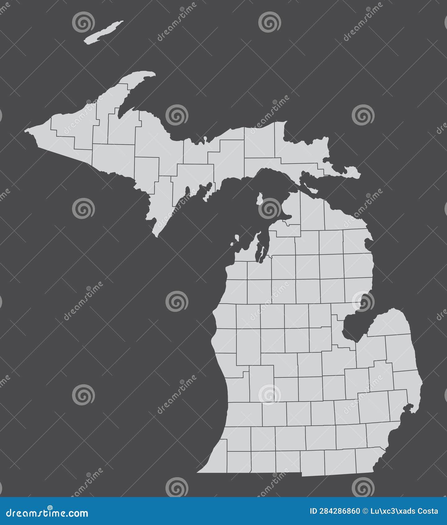 Michigan State Administrative Map Stock Vector - Illustration of ...