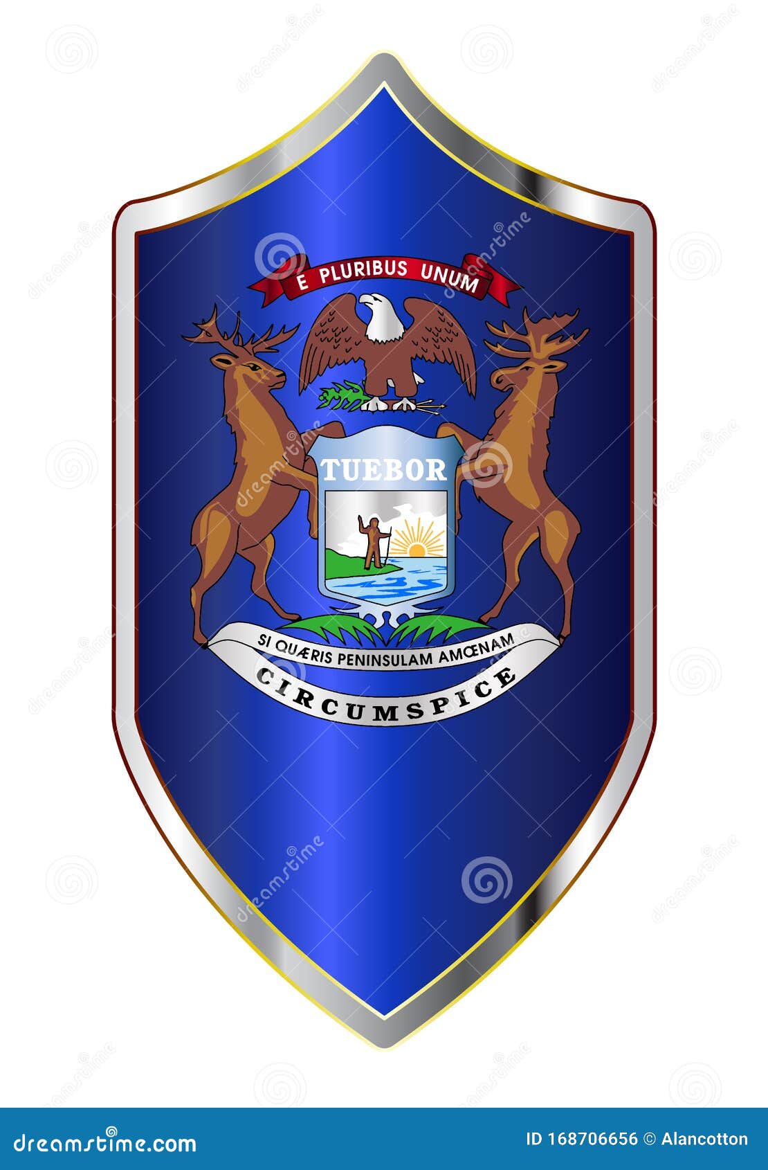 Michigan State Flag on a Crusader Style Shield Stock Vector ...