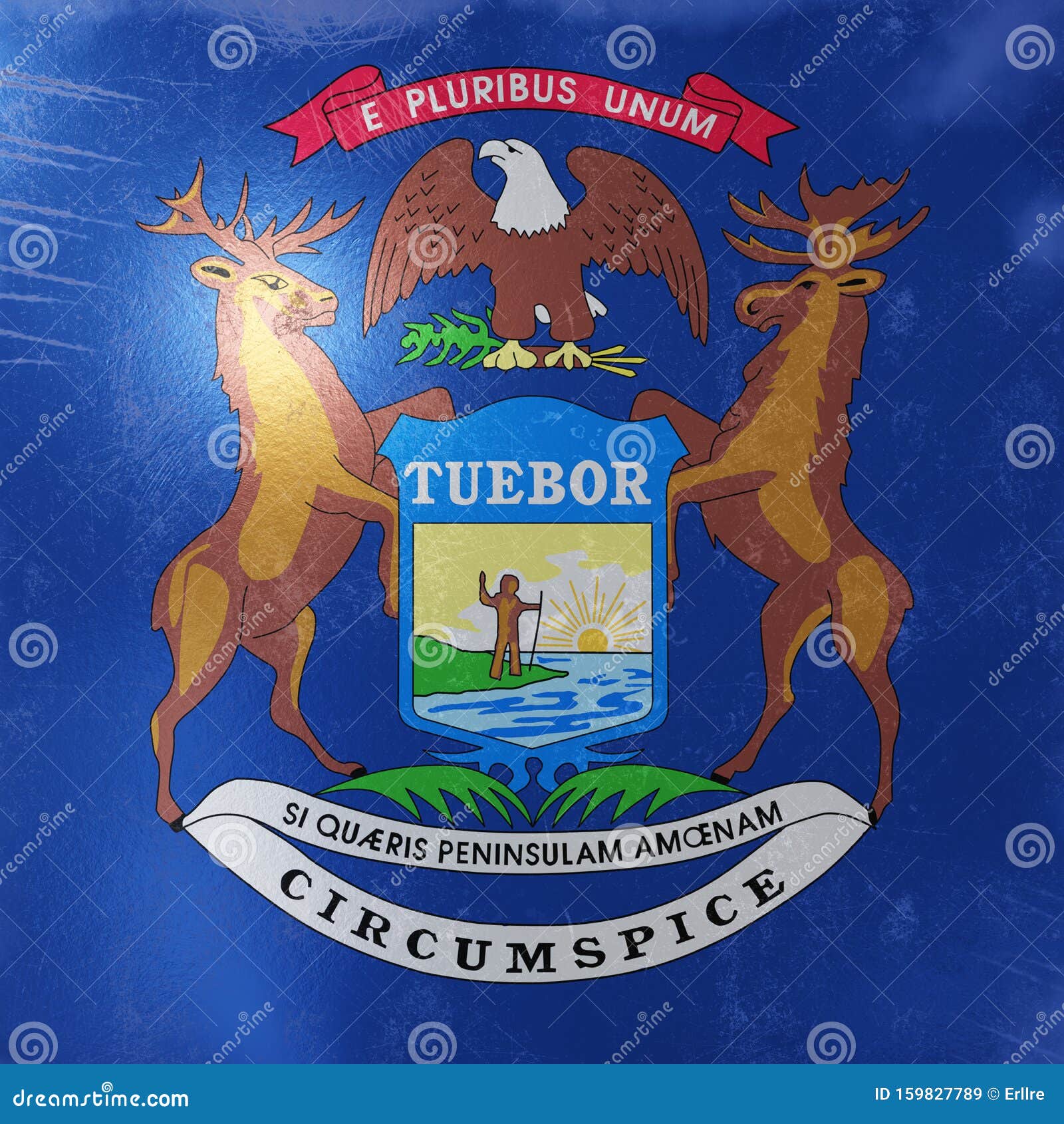 Michigan State flag icon stock illustration. Illustration of america ...