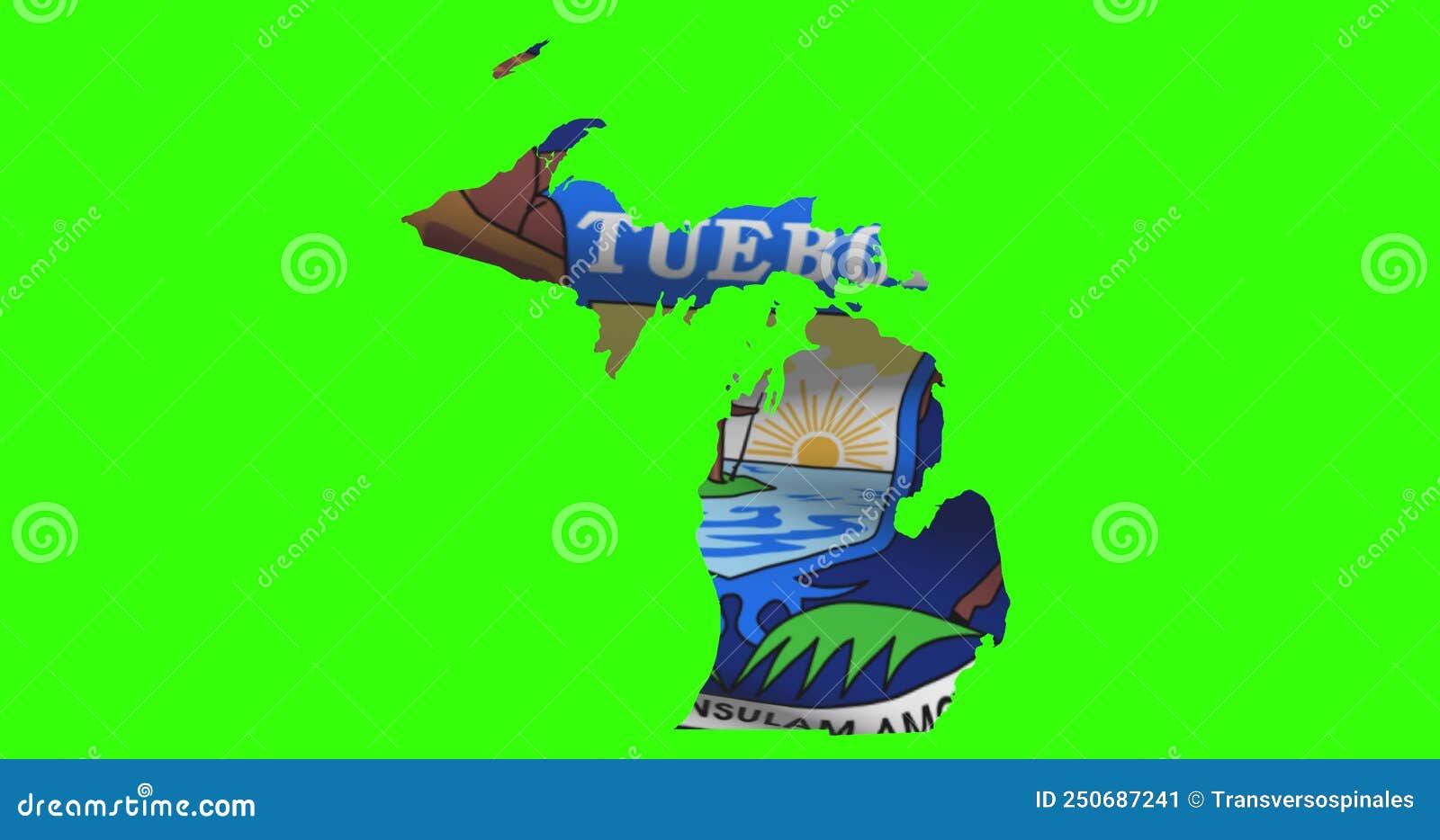 Michigan State Map Outline with Flag Animation on Green Screen Stock ...