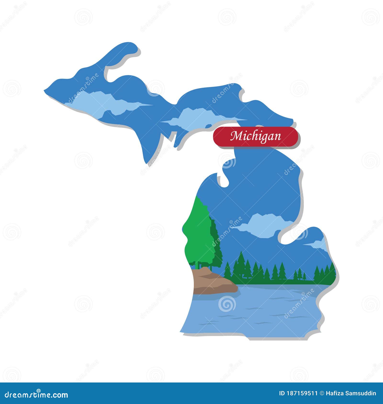 Michigan State Map. Vector Illustration Decorative Design Stock Vector ...