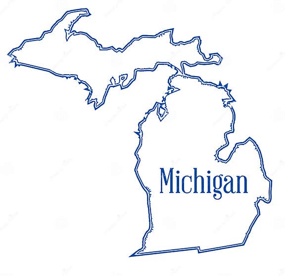 Michigan State Outline Map stock illustration. Illustration of state ...