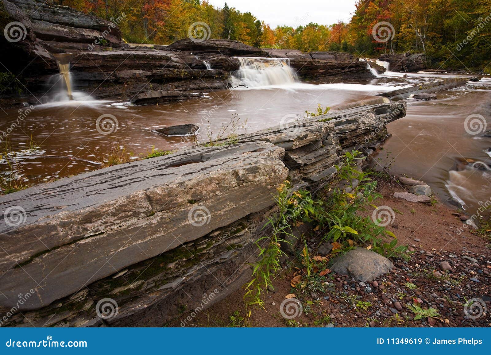 Michigan Upper Peninsula Waterfall in Autumn Stock Image - Image of ...