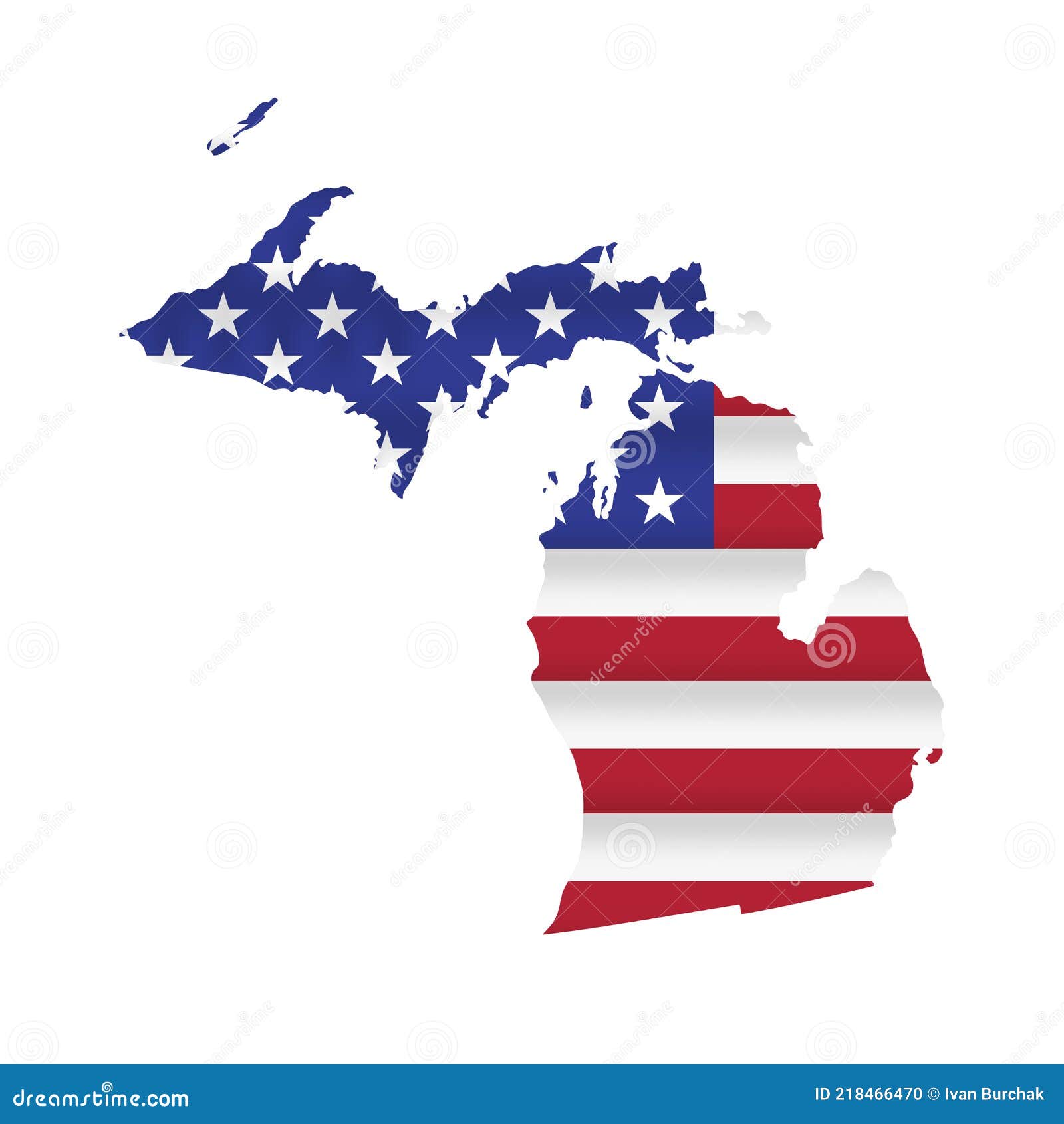 Michigan US State Flag Map Vector Isolated Stock Vector - Illustration ...