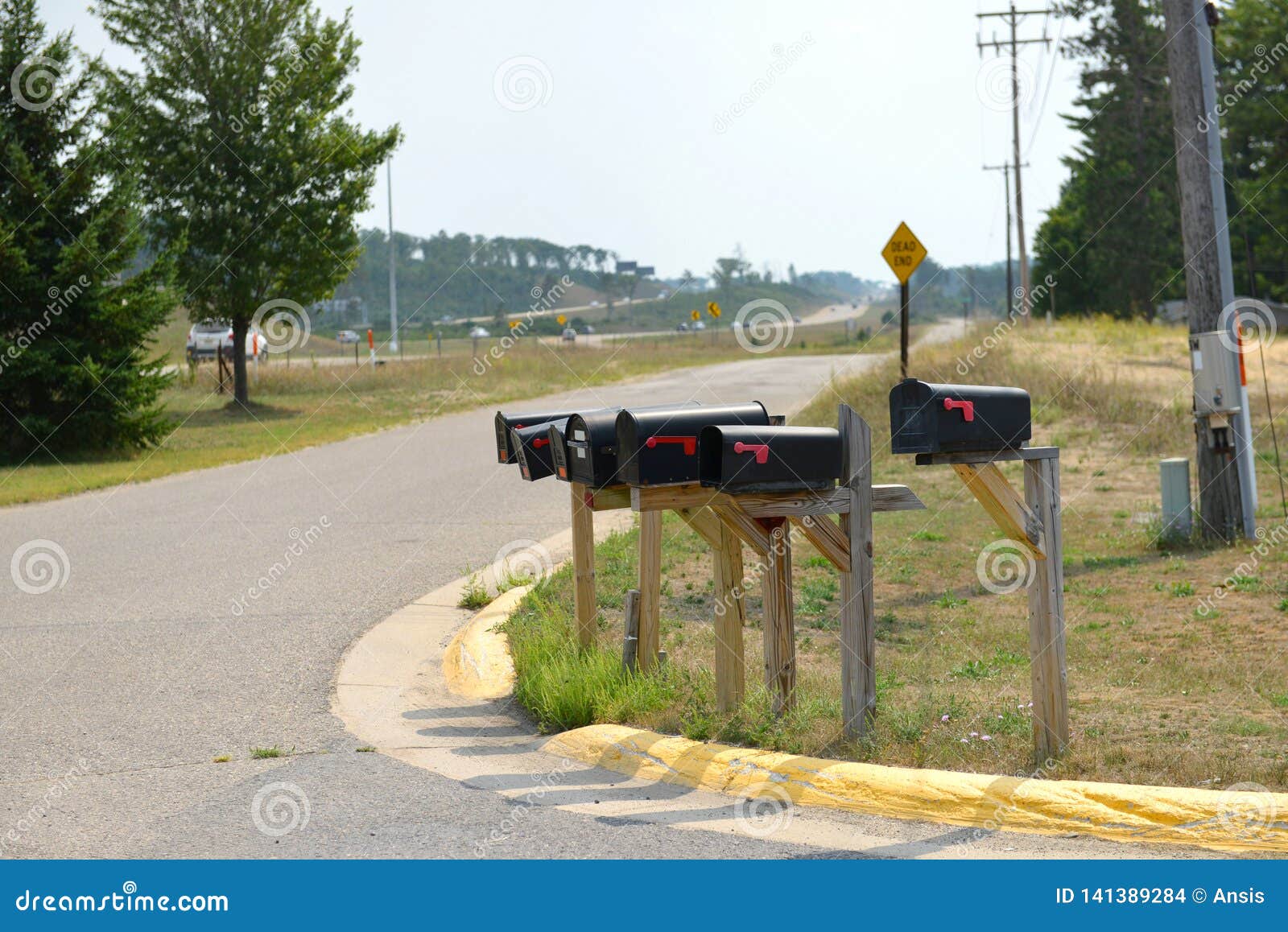 Michigan, USA, View of the Mail Boxes on the Street Stock Photo - Image ...