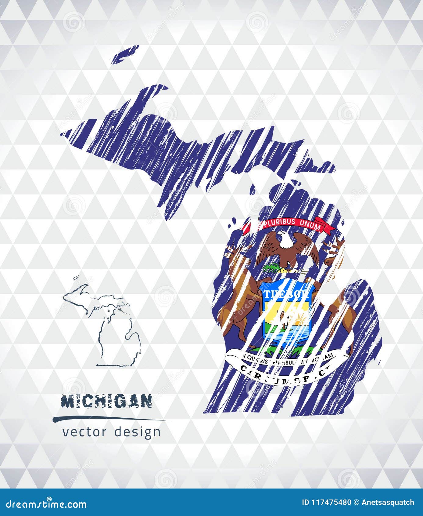 Michigan Vector Map with Flag Inside Isolated on a White Background ...
