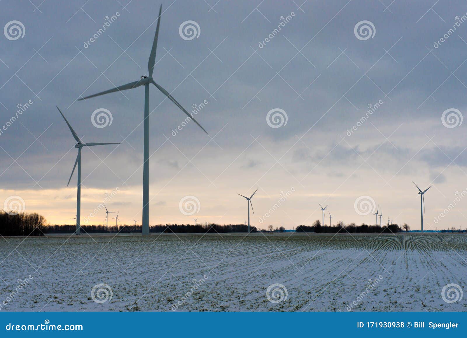 Michigan Wind Farm in Winter Stock Photo - Image of friendly ...