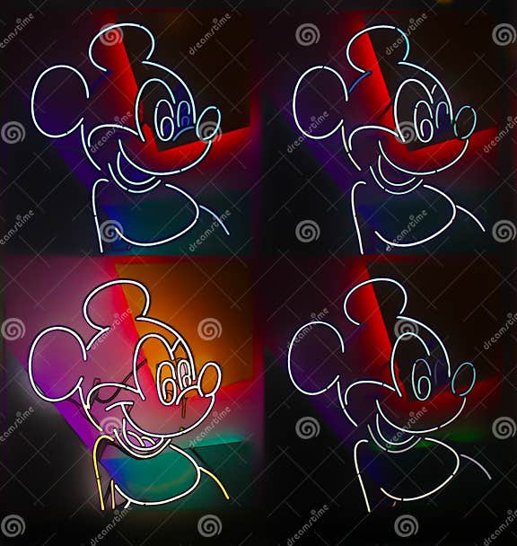 Mickey Mouse au néon photographie éditorial. Image du mickey - 44994882