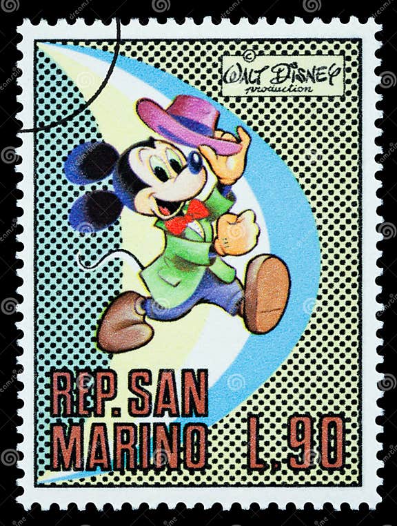 Mickey Mouse Postage Stamp foto editorial. Ilustração de envelope ...