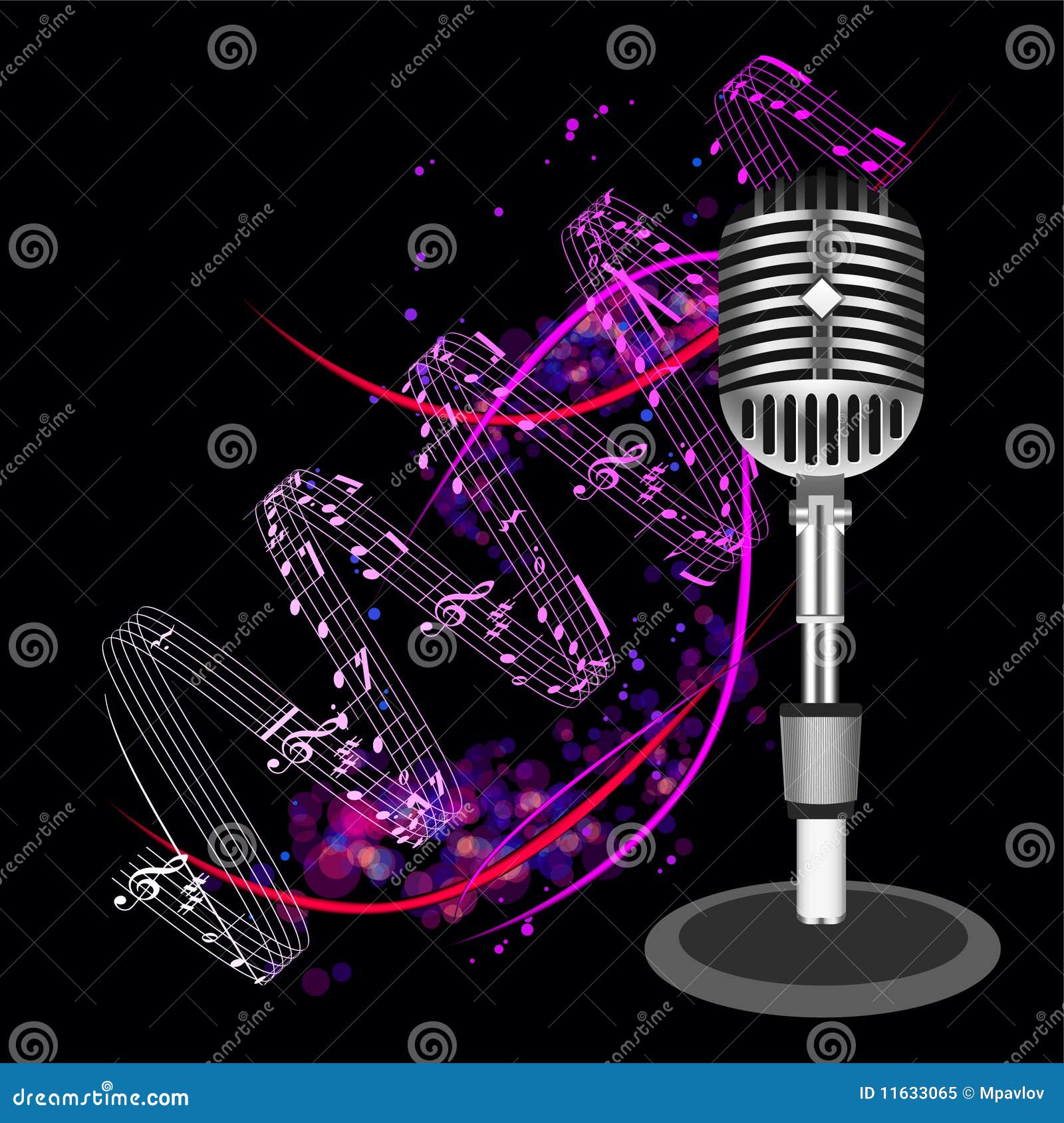 Micrófono Negro Retro Hermoso Del Vector Ilustración del Vector ...