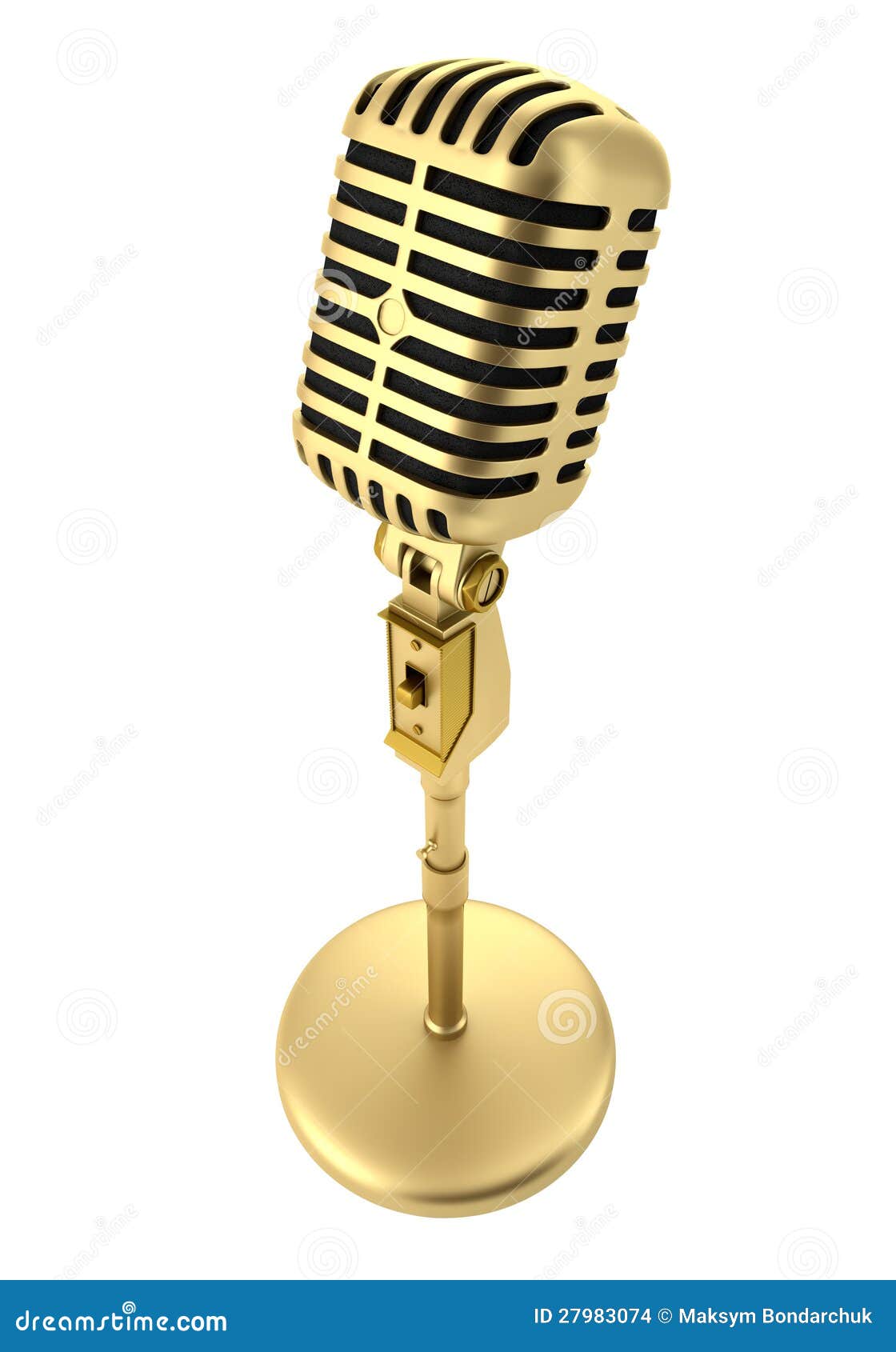 Micrófono De Oro Del Vintage Aislado En Blanco Imagenes de archivo ...