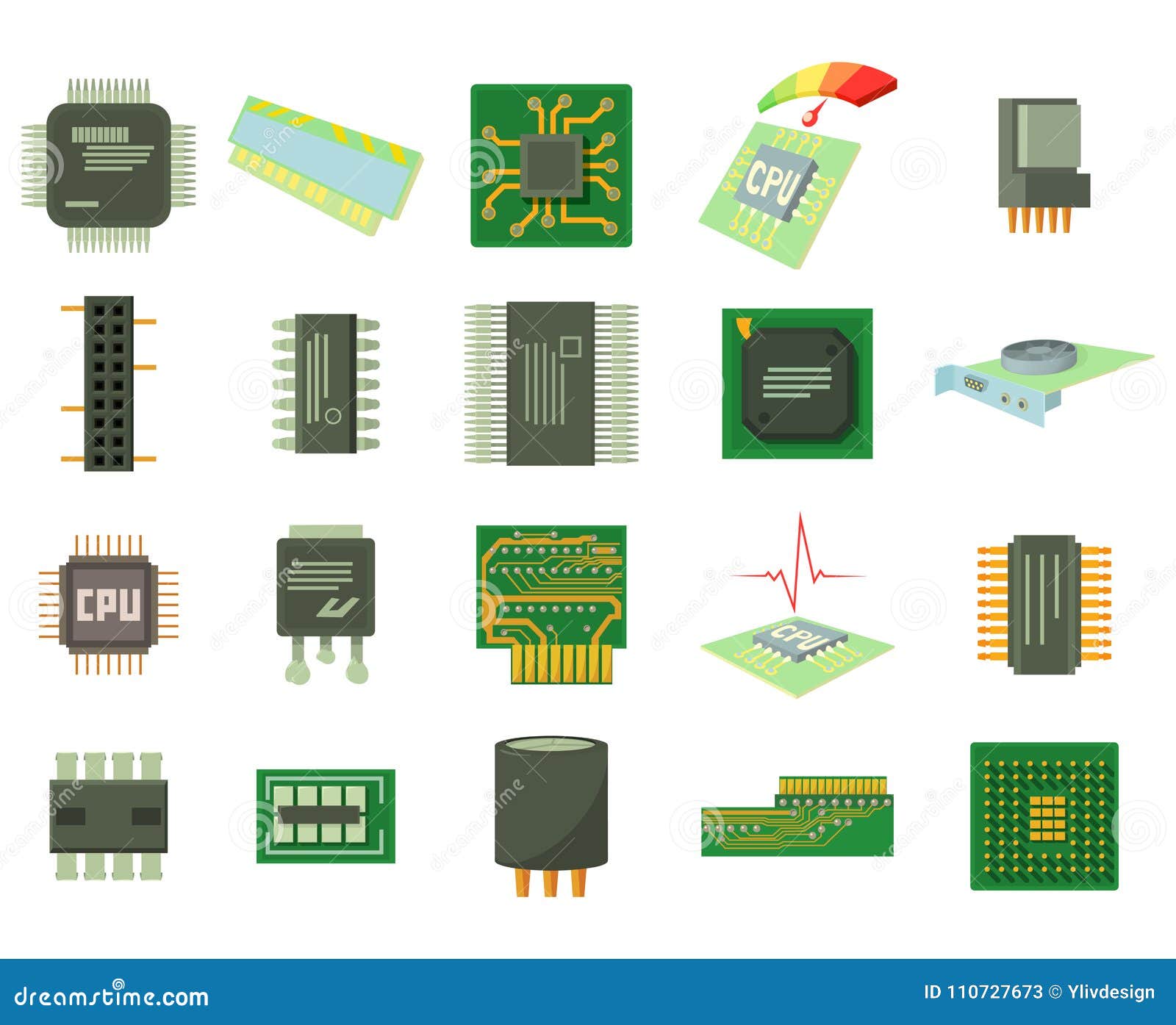 Micro Chip Icon Set, Cartoon Style Stock Vector - Illustration of ... Micro Chip Icon Set, Cartoon Style Stock Vector - Illustration of ...
