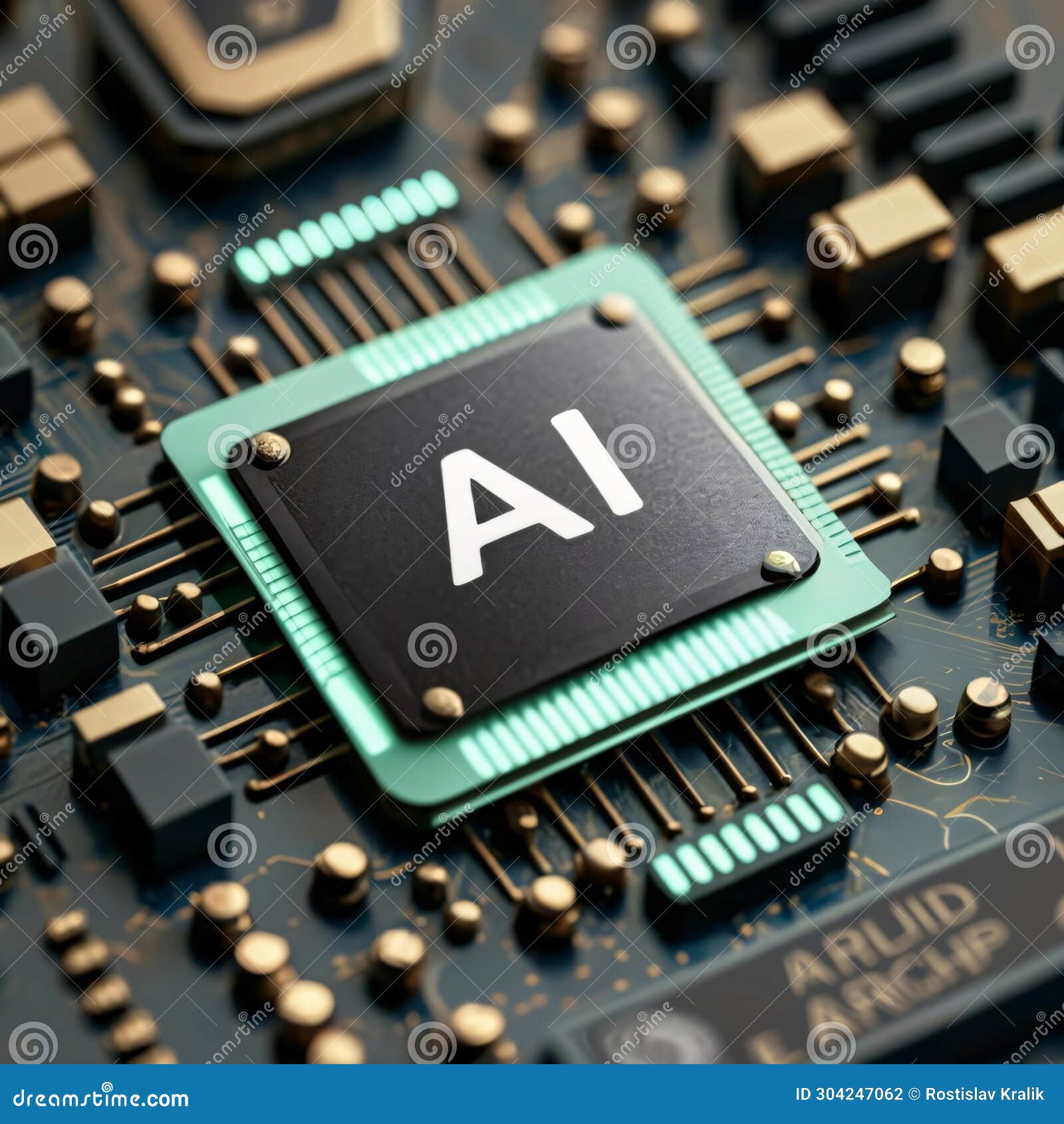 Micro Chip with Text "AI" on Chip Stock Illustration - Illustration of ...