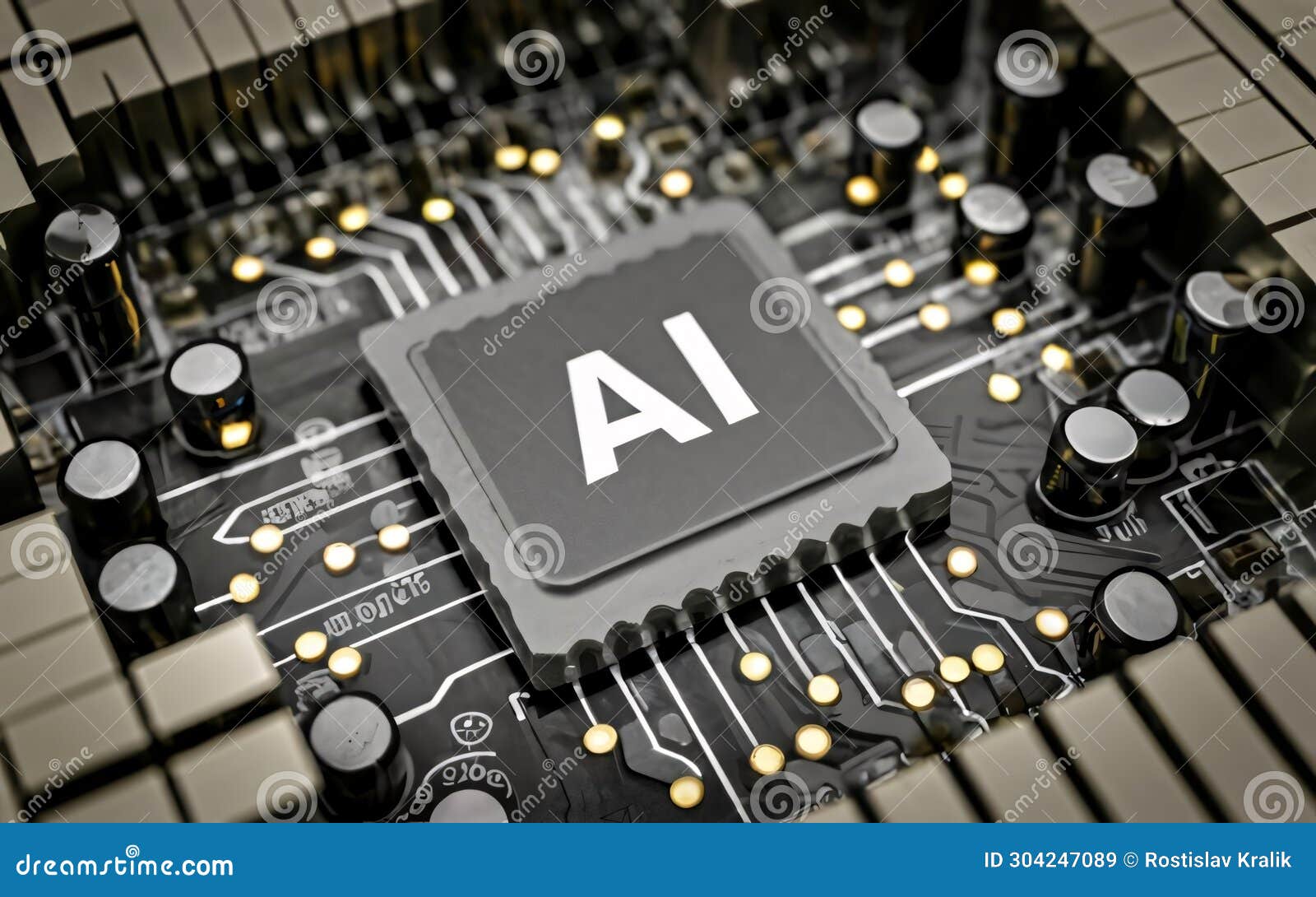 Micro Chip with Text "AI" on Chip Stock Illustration - Illustration of ...