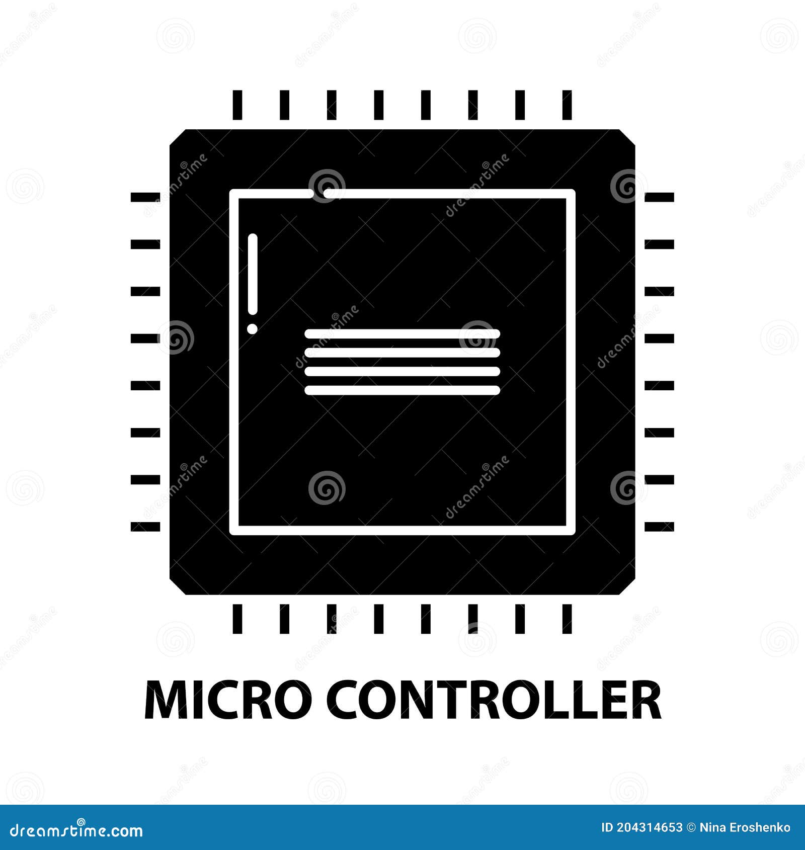 Micro Controller Icon, Black Vector Sign with Editable Strokes, Concept ...