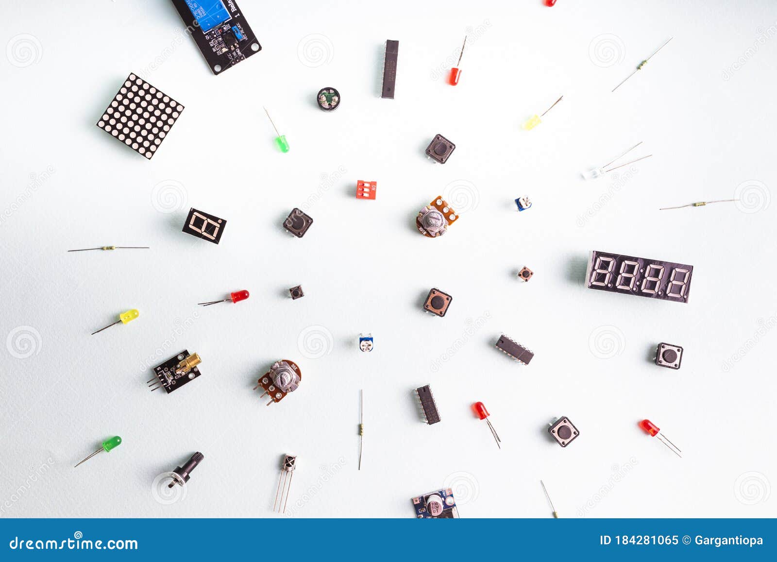 Micro Electronics Arduino DIY Components on a Light Background, Top ...