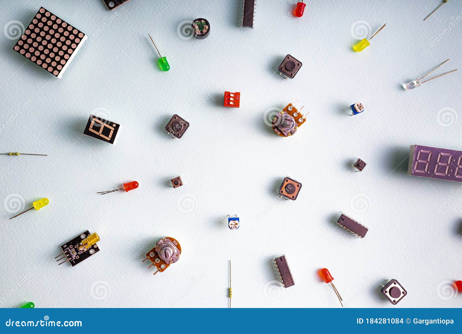 Micro Electronics Arduino DIY Components on a Light Background, Top ...