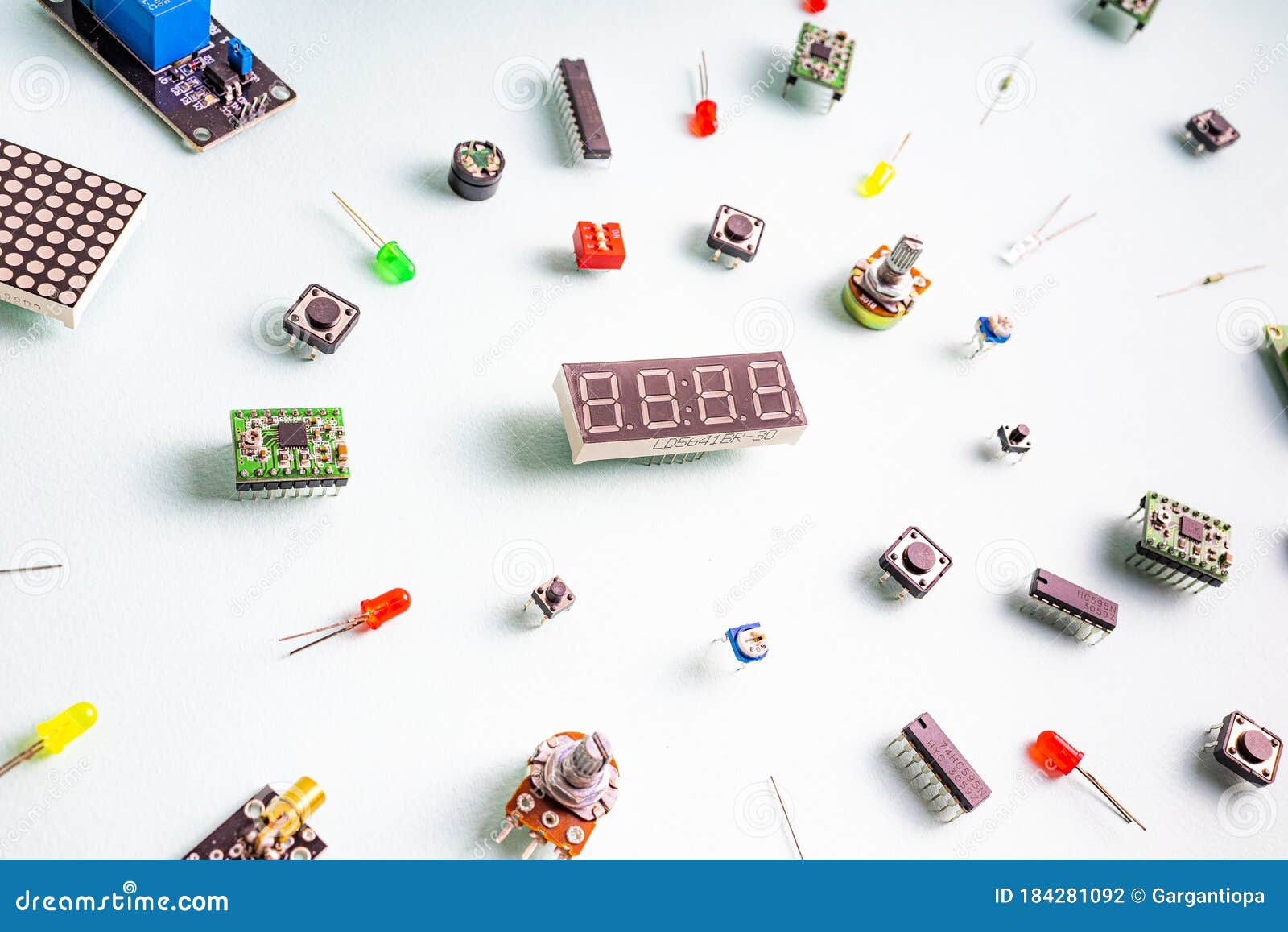 Micro Electronics Arduino DIY Components on a Light Background, Top ...