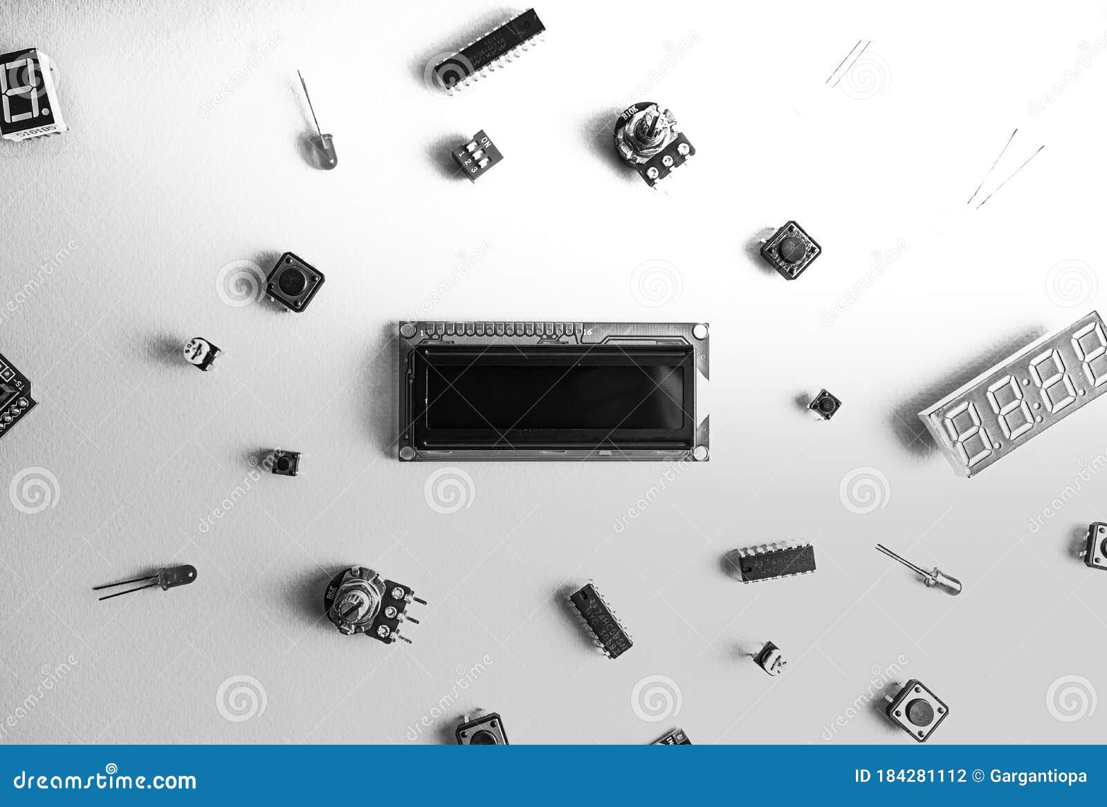 Micro Eleectronics Arduino DIY Components on a Light Background, Top ...
