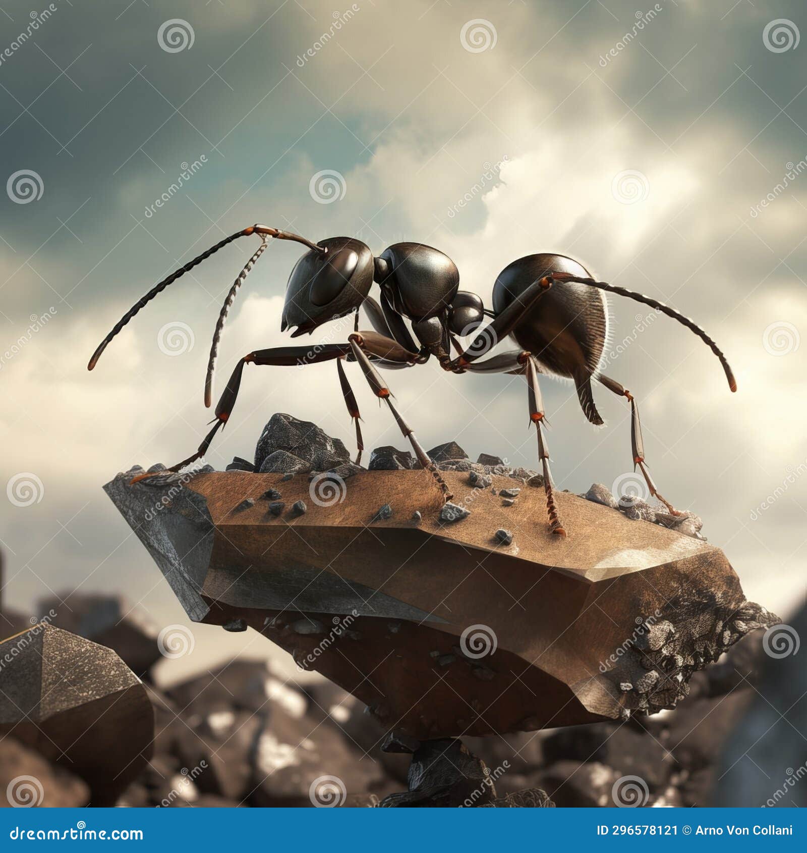Micro Explorer: Illustration of an Ant Navigating a Rocky Landscape ...