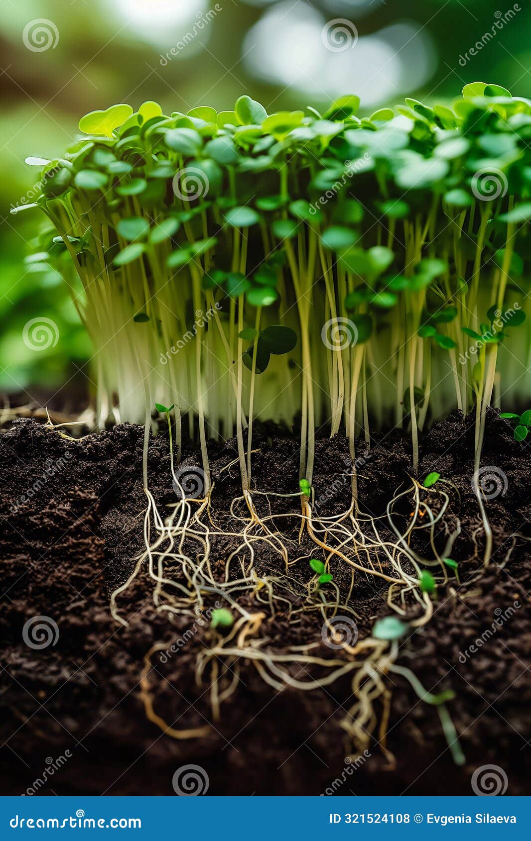 Micro Greens Growing in the Land Cross-section Plant Stock Illustration ...