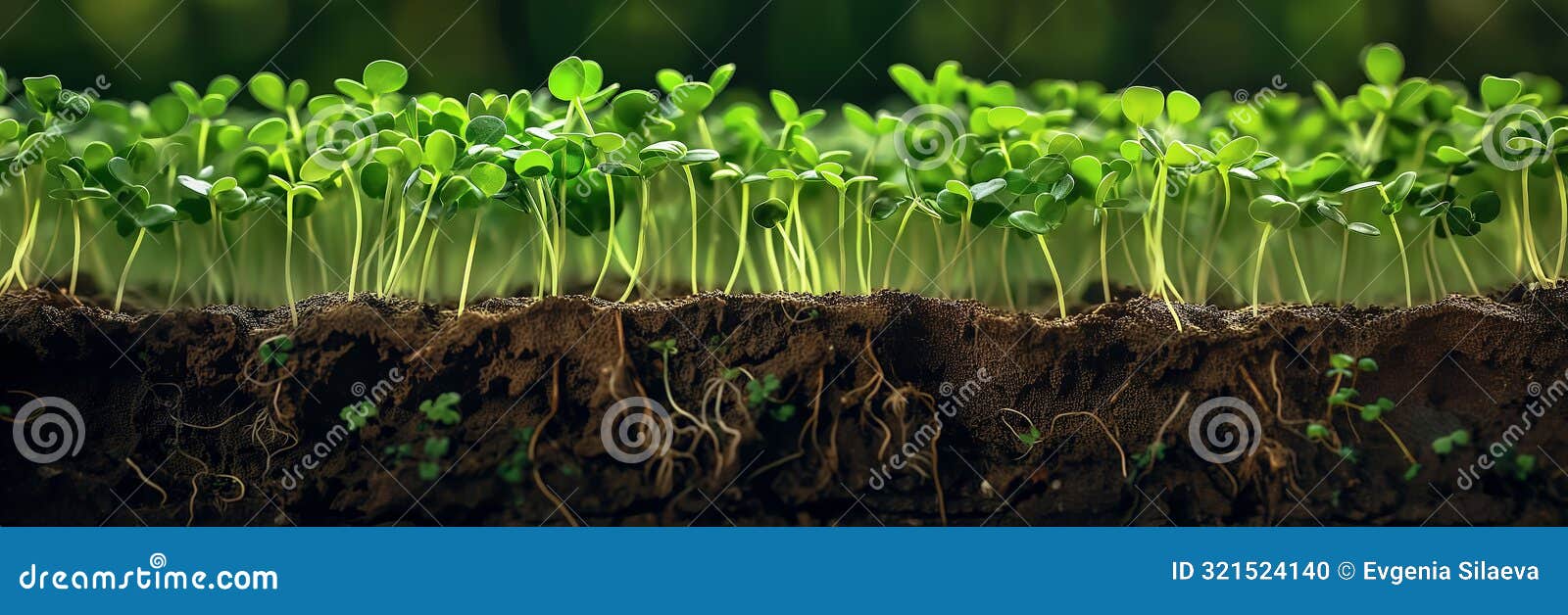 Micro Greens Growing in the Land Cross-section Plant Stock Illustration ...
