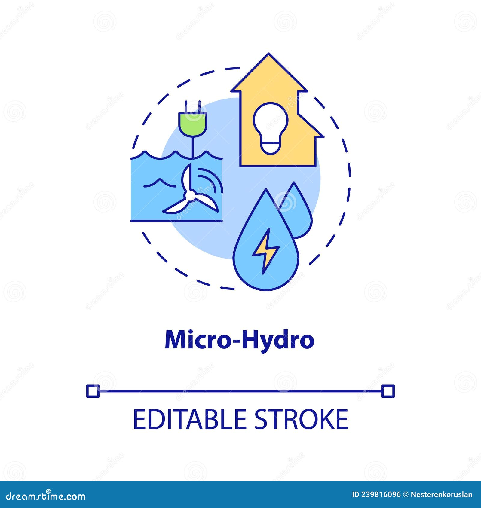 Micro hydro concept icon stock vector. Illustration of drawing - 239816096