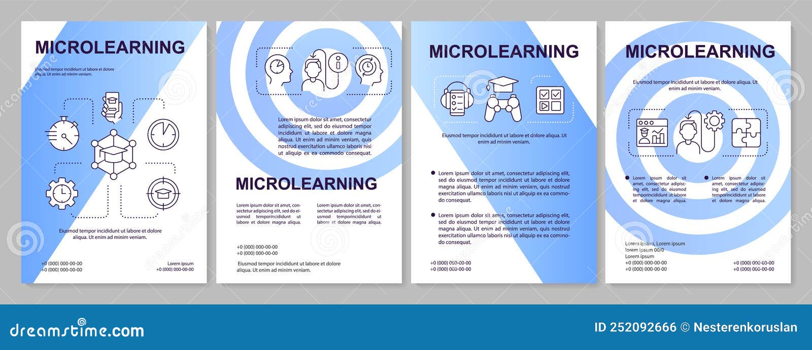 Micro Learning Approach Blue Gradient Brochure Template Stock Vector ...