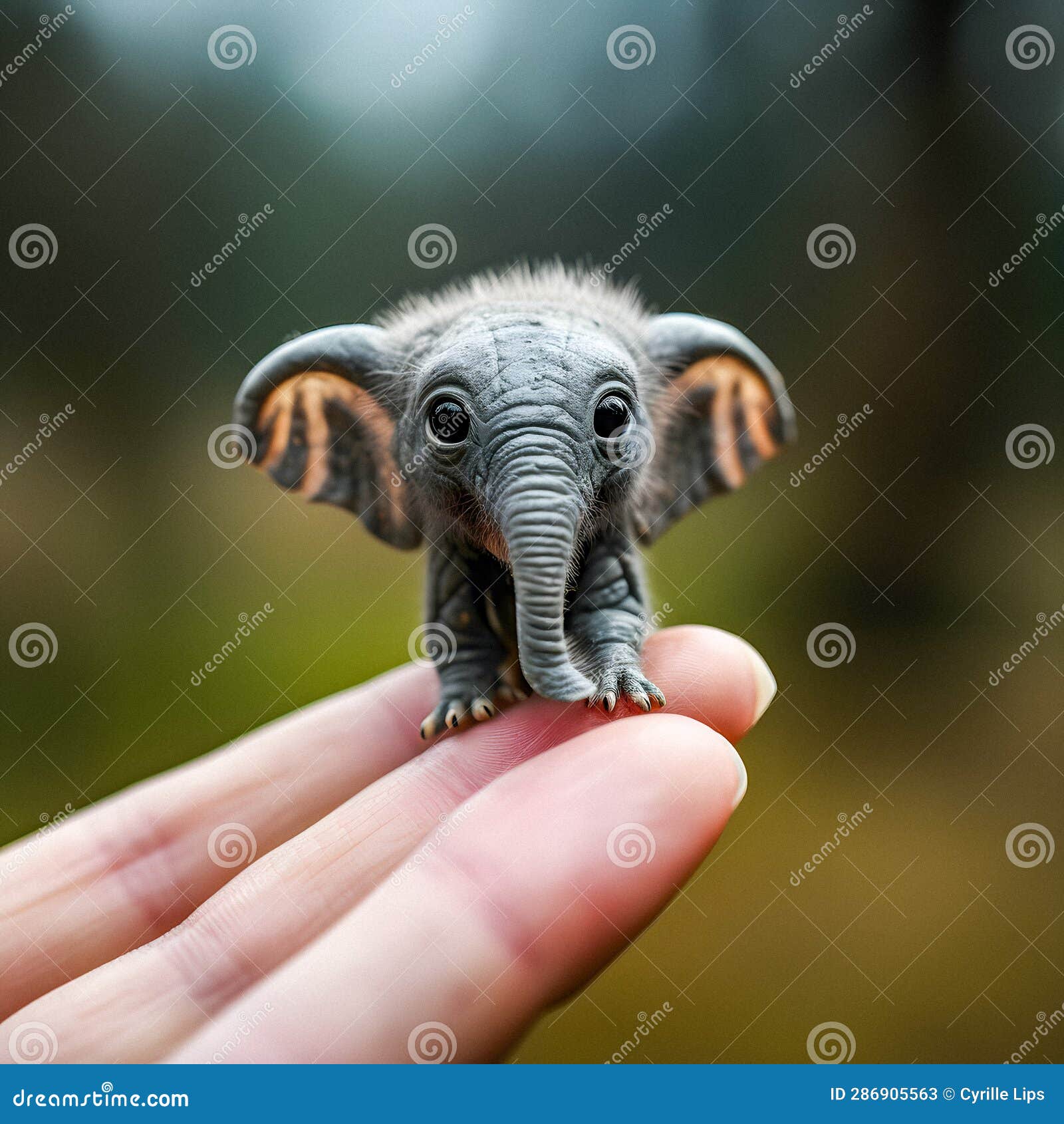Micro Marvel: Tiny Elephant Perched on Finger - Generative AI Macro ...