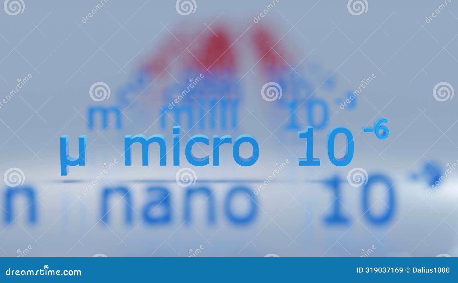 Micro 10 -6 Metric Prefixes Numbers - 3D Render Illustration - White ...