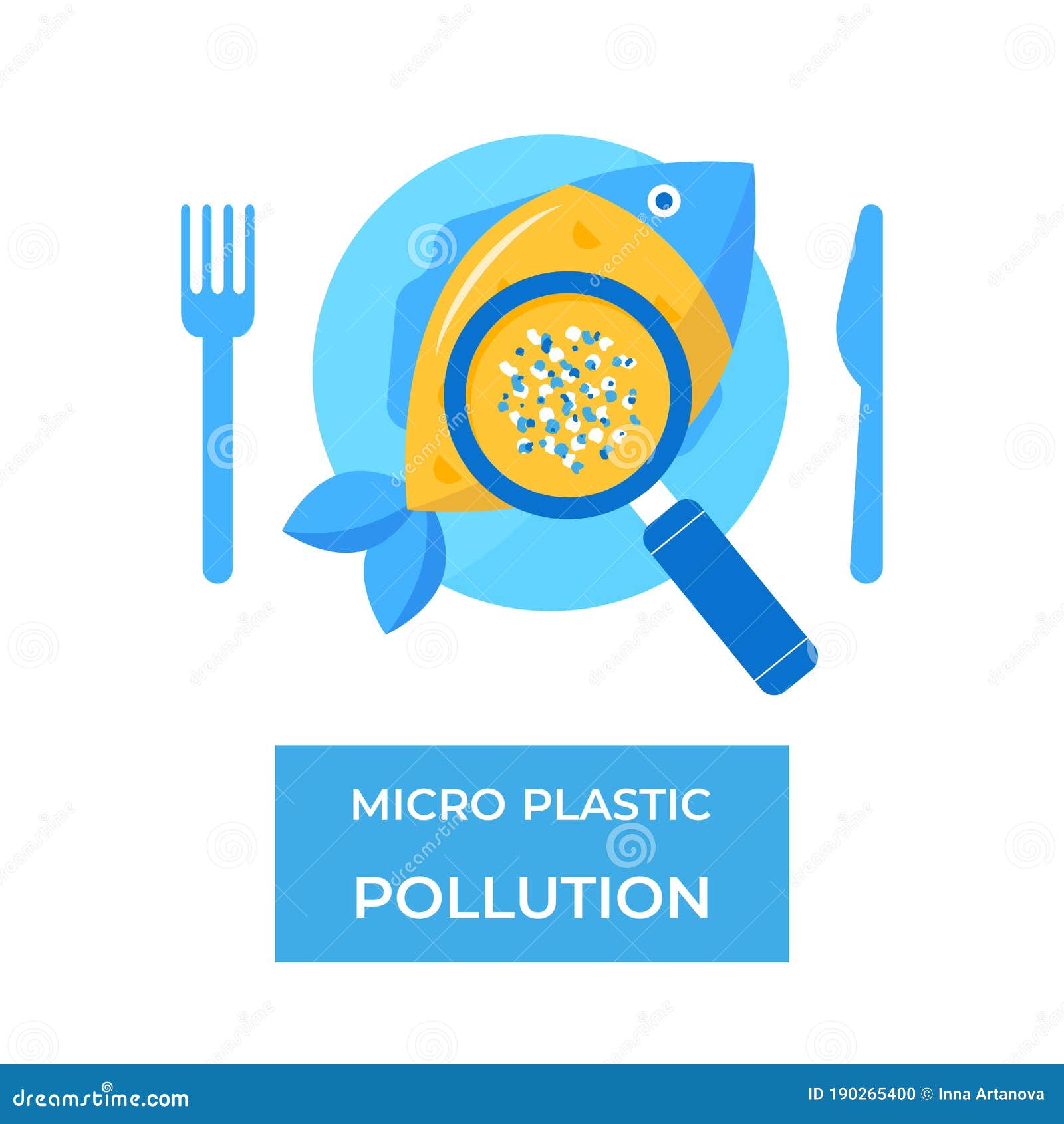 Micro Plastic Pollution Concept. Microplastic in Fish. Vector ...
