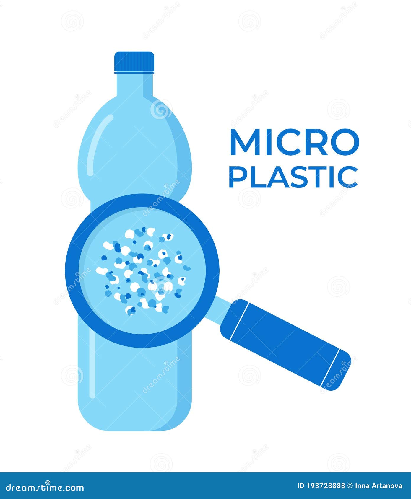Micro Plastic Pollution Concept. Microplastic in Water. Vector ...