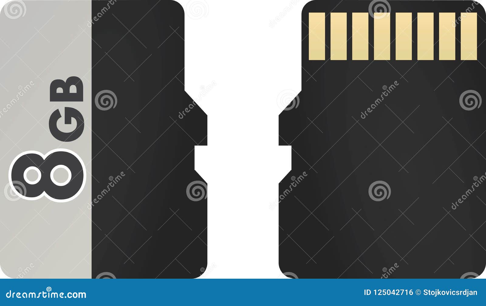 Micro SD Card. Front and Back View Stock Vector - Illustration of ...