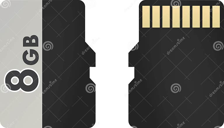 Micro SD Card. Front and Back View Stock Vector - Illustration of ...