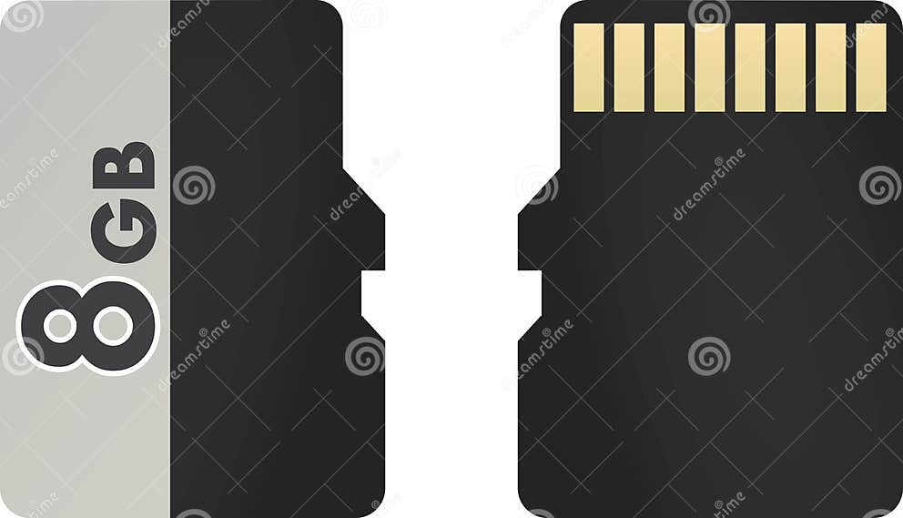 Micro SD Card. Front and Back View Stock Vector - Illustration of ...
