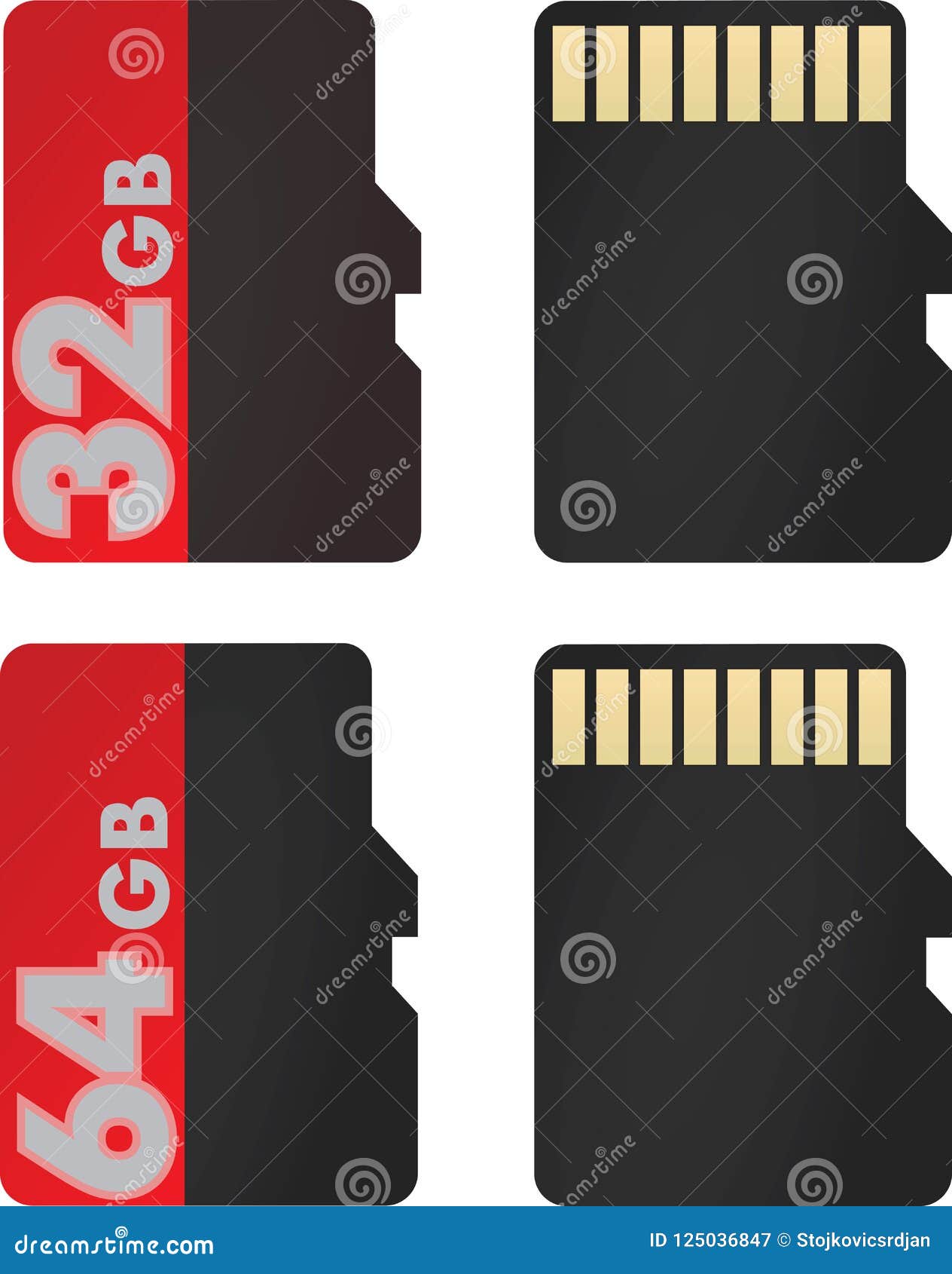Micro SD Cards. Front and Back View Stock Vector - Illustration of ...