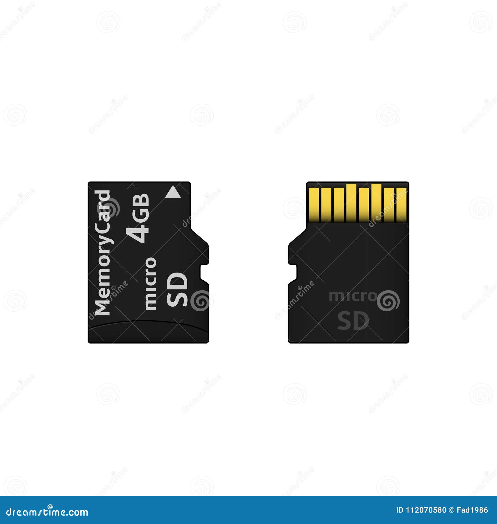 Micro Sd Memory Card from Both Sides Stock Vector - Illustration of ...