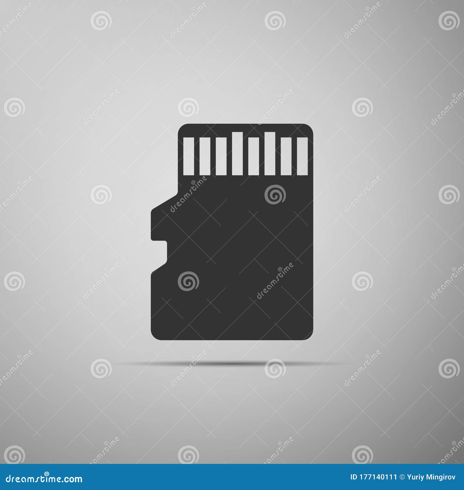 Micro SD Memory Card Icon Isolated on Grey Background. Stock Vector ...