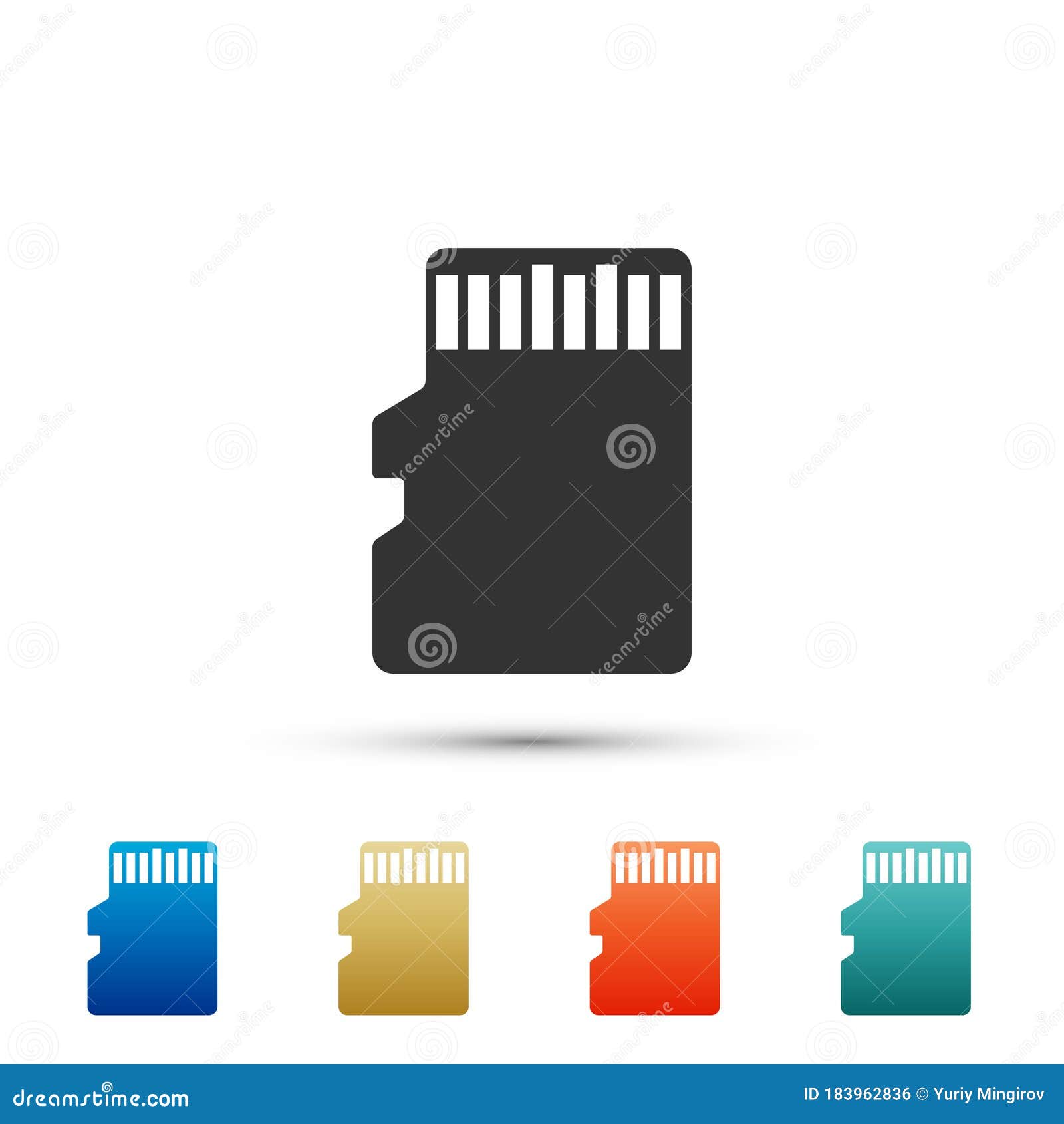 Micro SD Memory Card Icon Isolated on White Background. Set Elements in ...