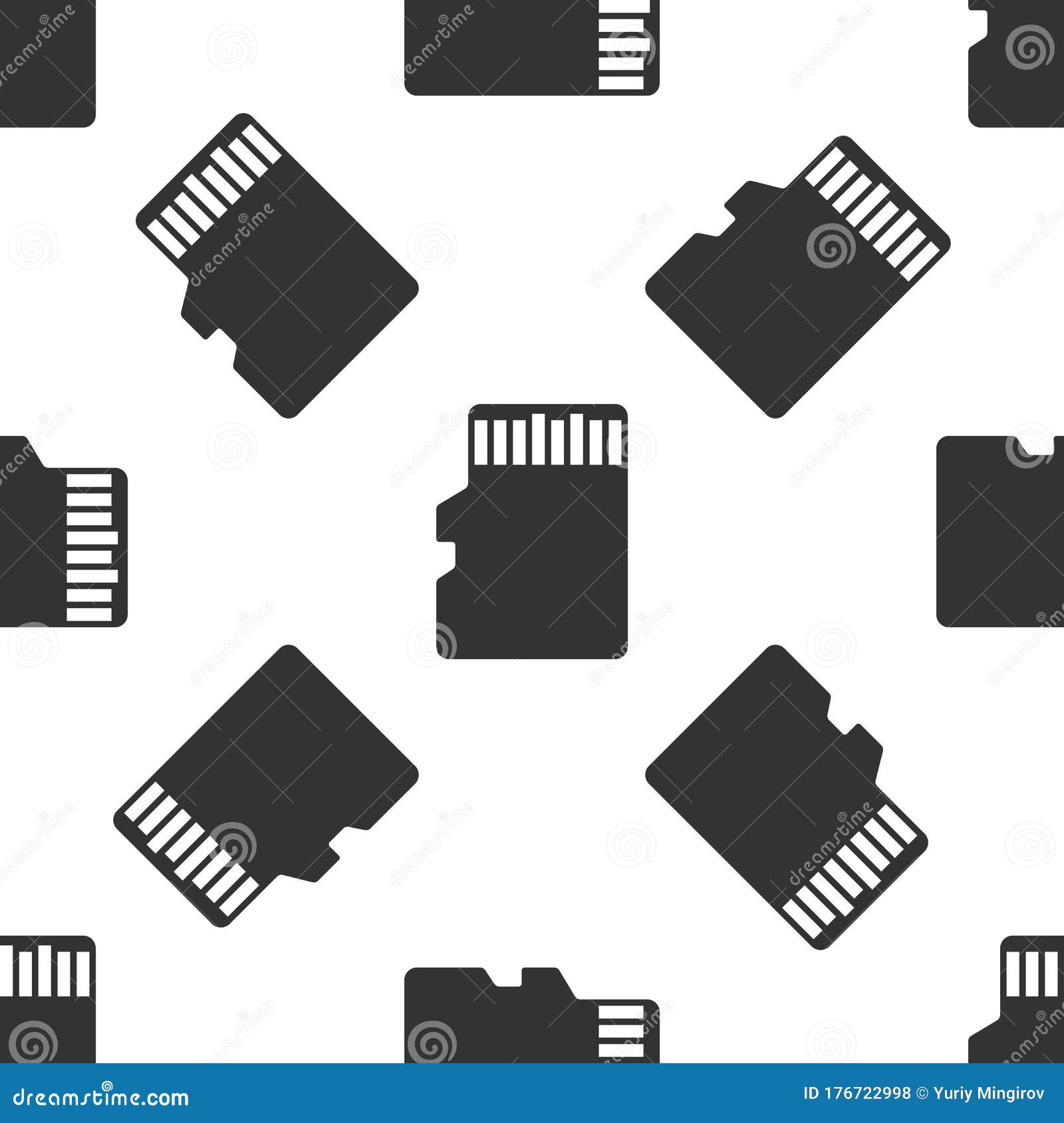 Micro SD Memory Card Icon Seamless Pattern on White Background. Stock ...