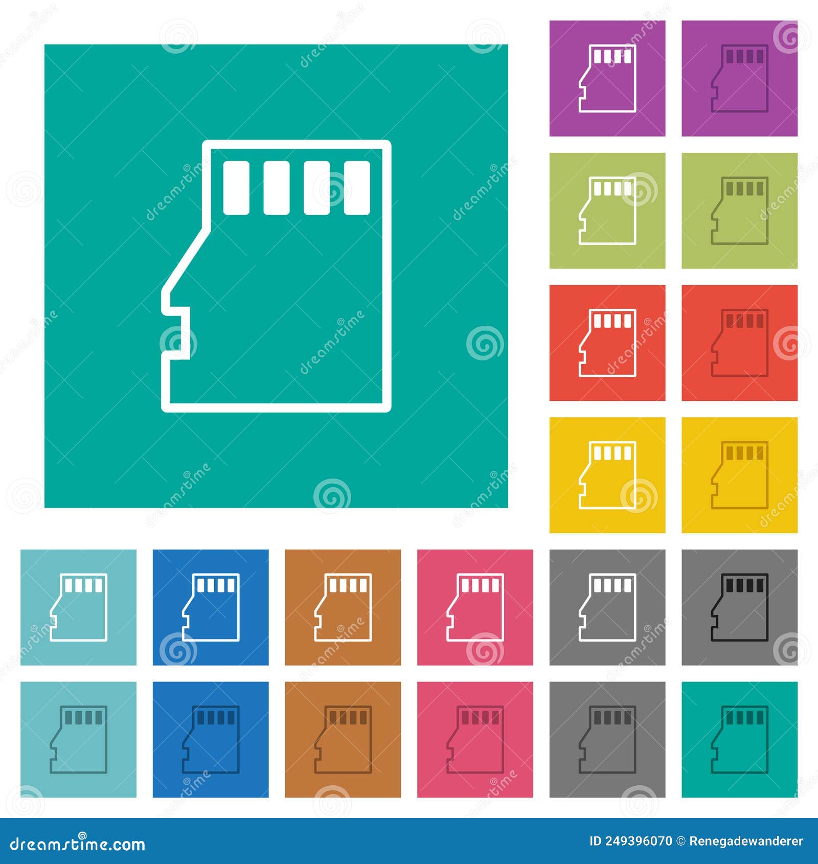 Micro SD Memory Card Outline Square Flat Multi Colored Icons Stock ...