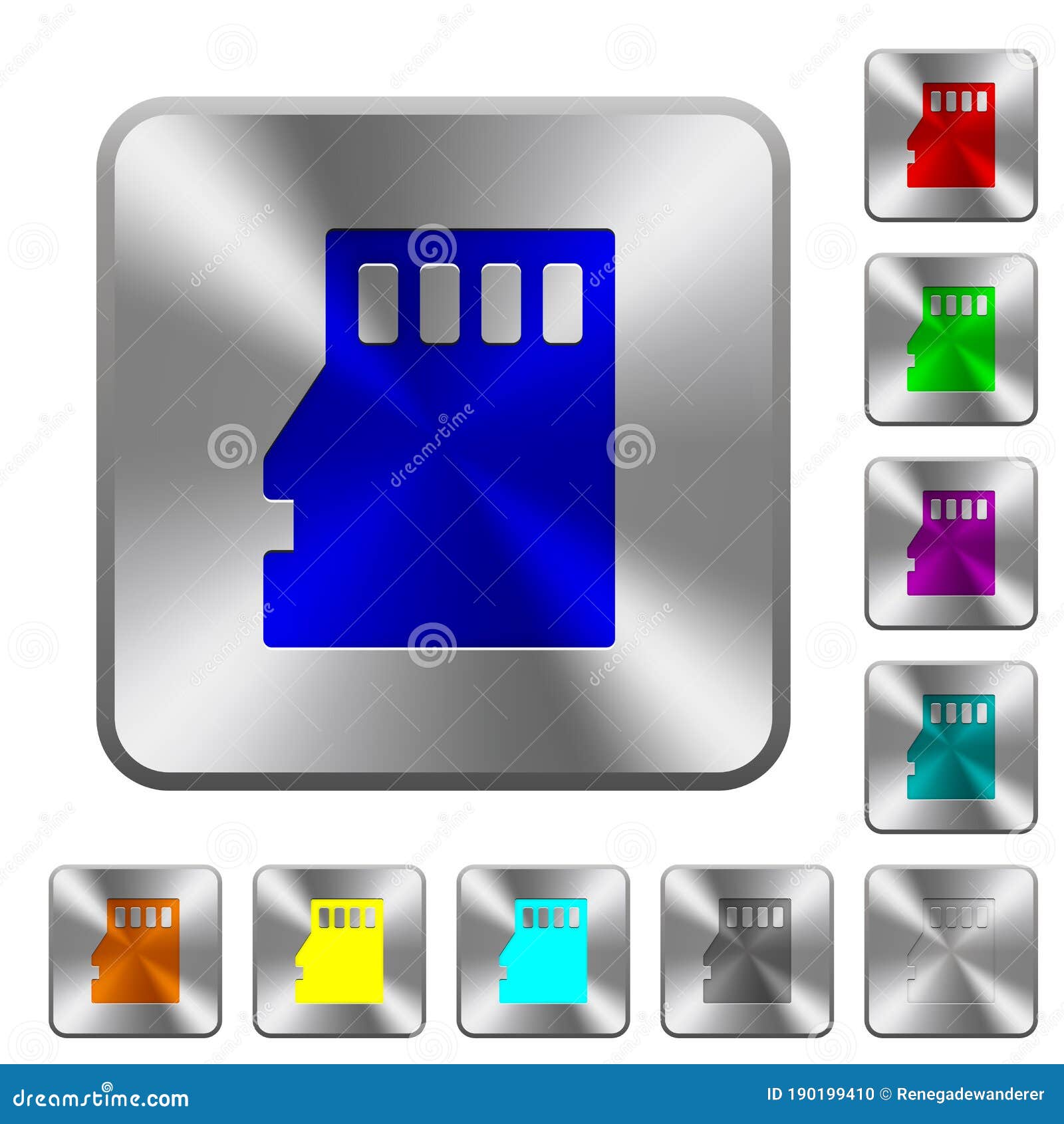 Micro SD Memory Card Rounded Square Steel Buttons Stock Vector ...